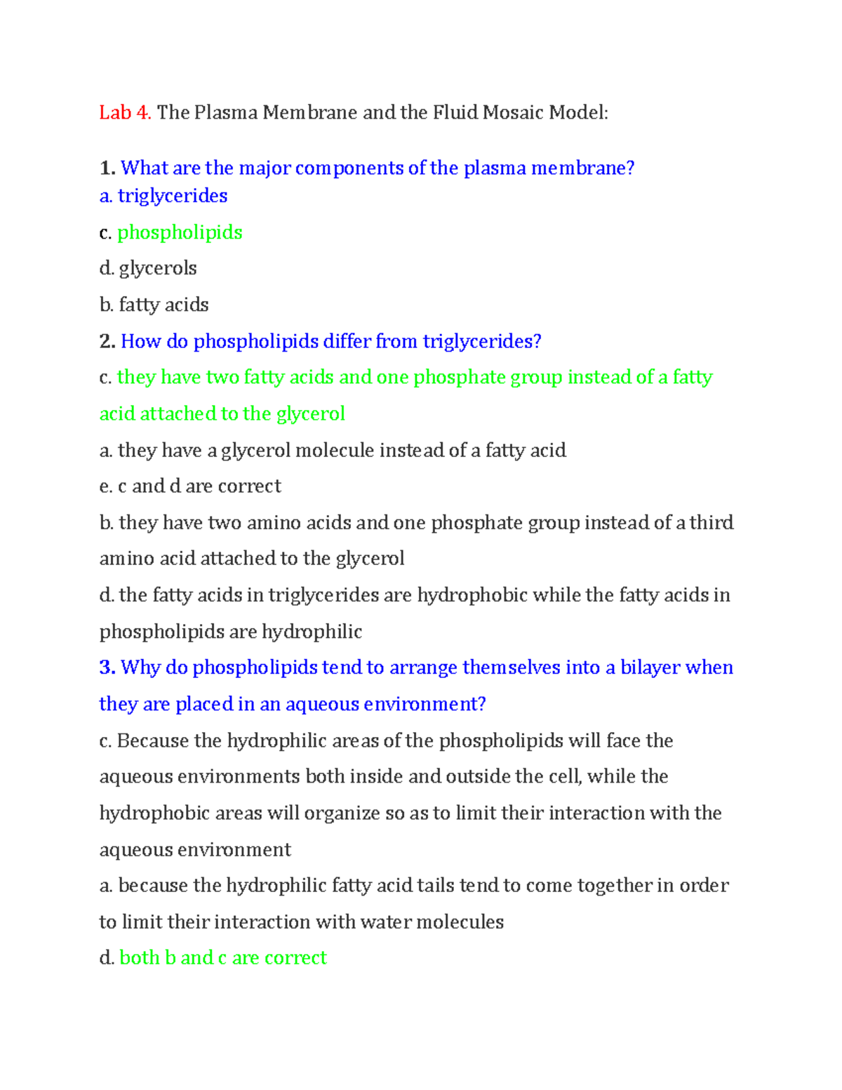 Edpuzzle - Lab 4. The Plasma Membrane and the Fluid Mosaic Model: What ...