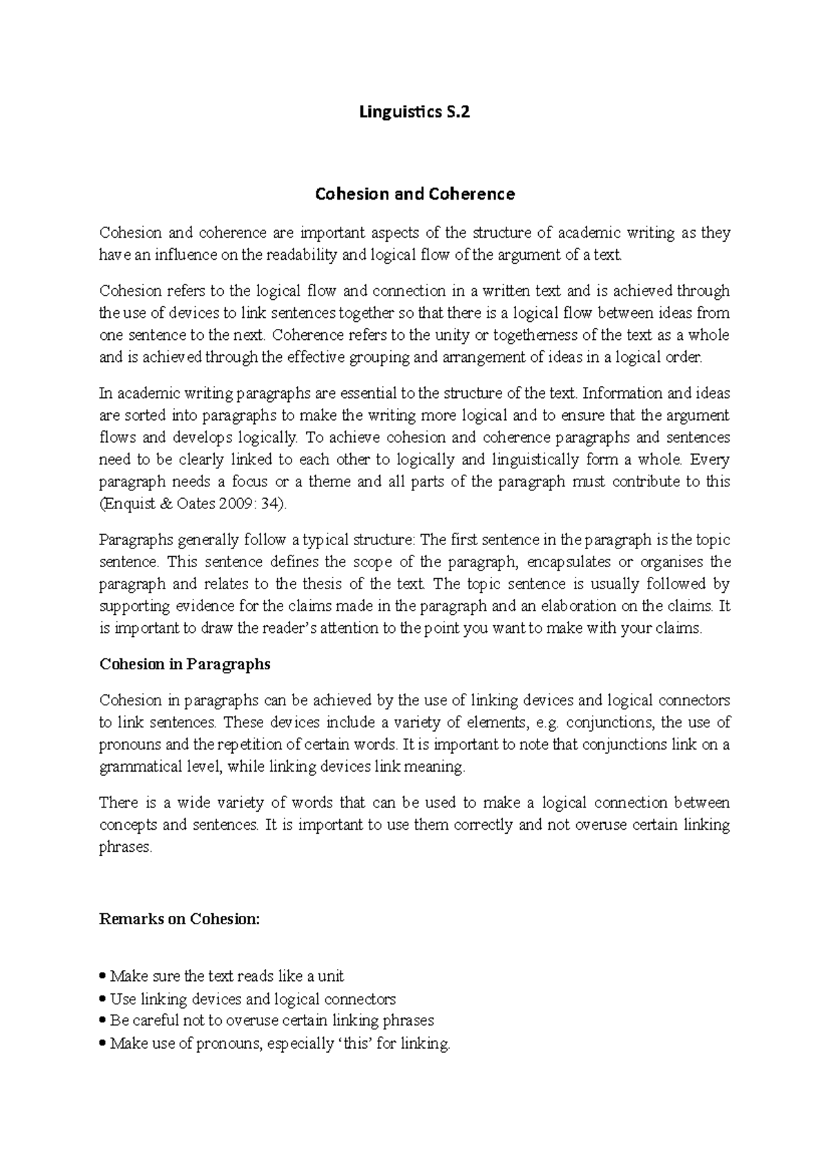 Cohesion and Coherence Linguistics 2nd Lecture - Linguistics S ...