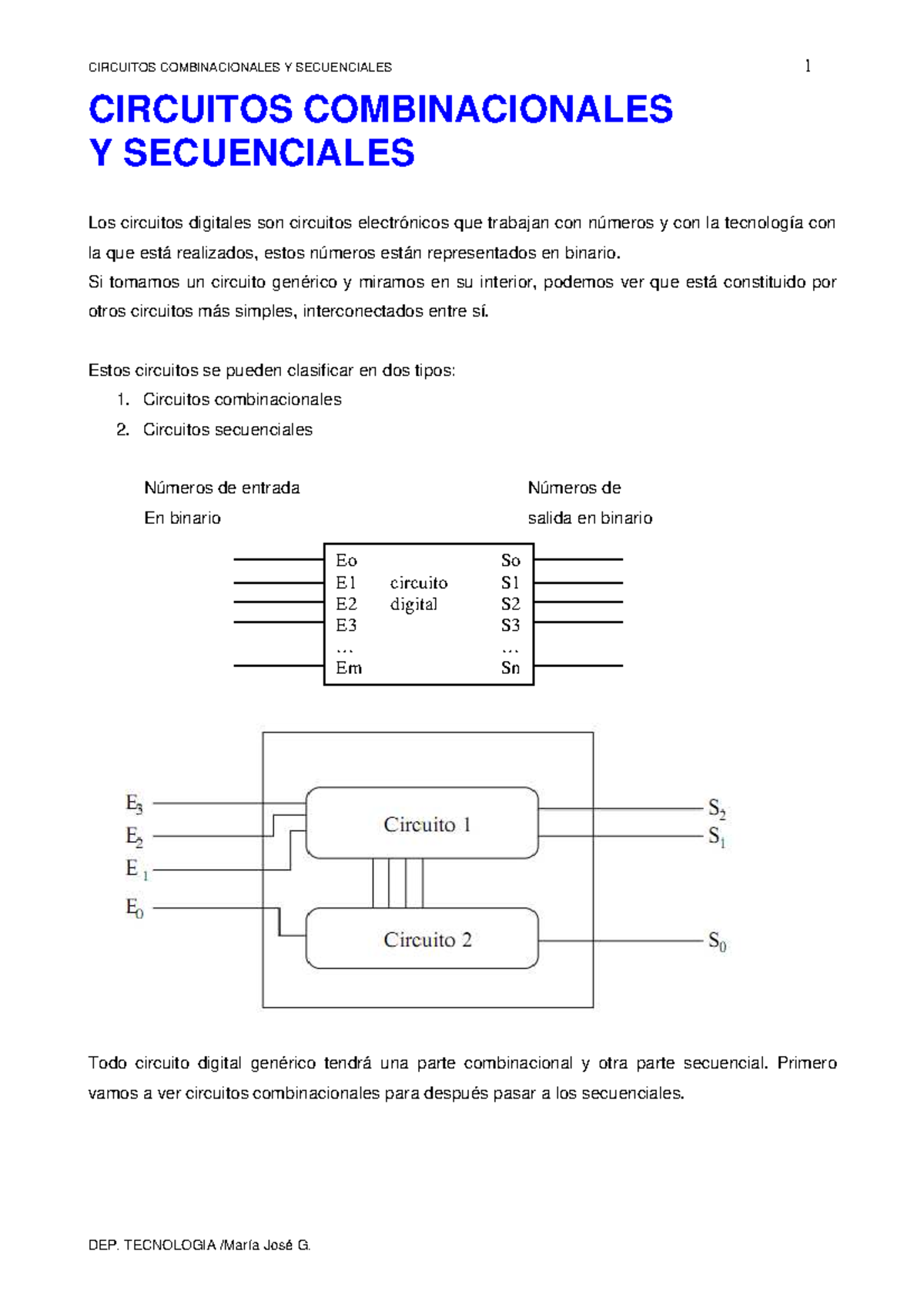 Combinacionales-y-secuenciales pos - CIRCUITOS COMBINACIONALES Y SECUENCIALES Los circuitos ...