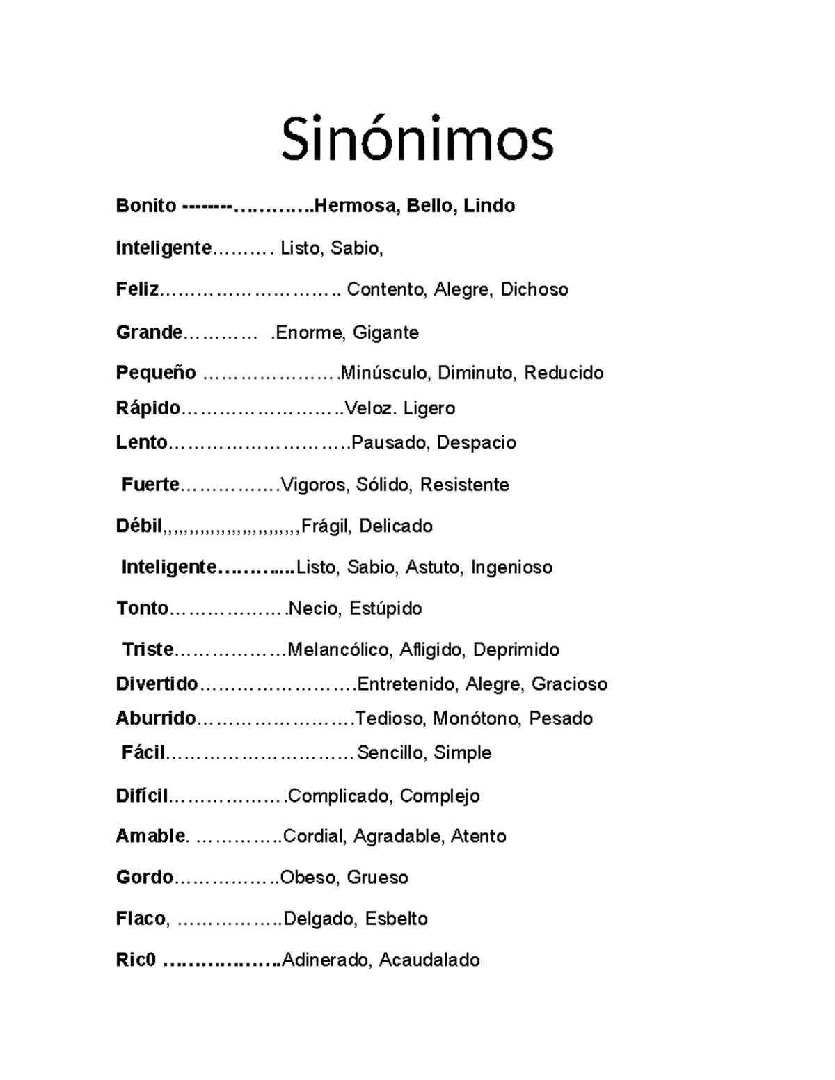 Sinónimos - gghgf - Sinónimos Bonito -............, Bello, Lindo ...