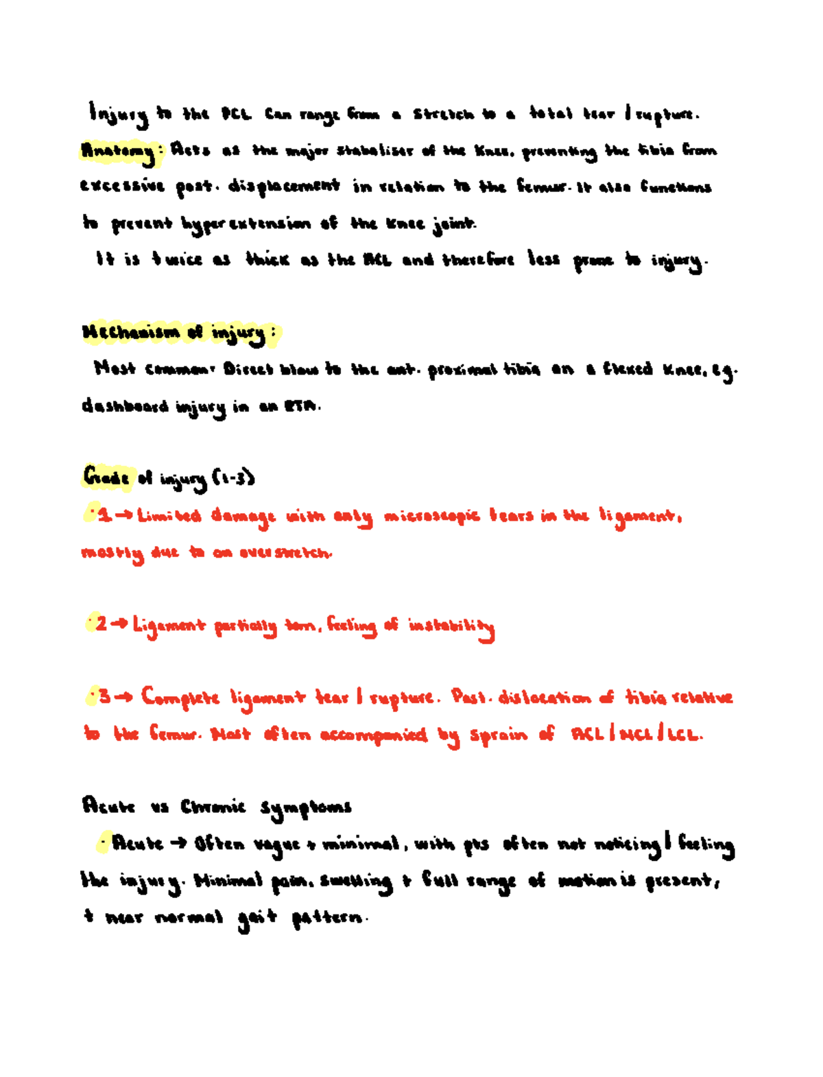 PCL injury - Injury to the PCL can range from a stretch to a total tear ...