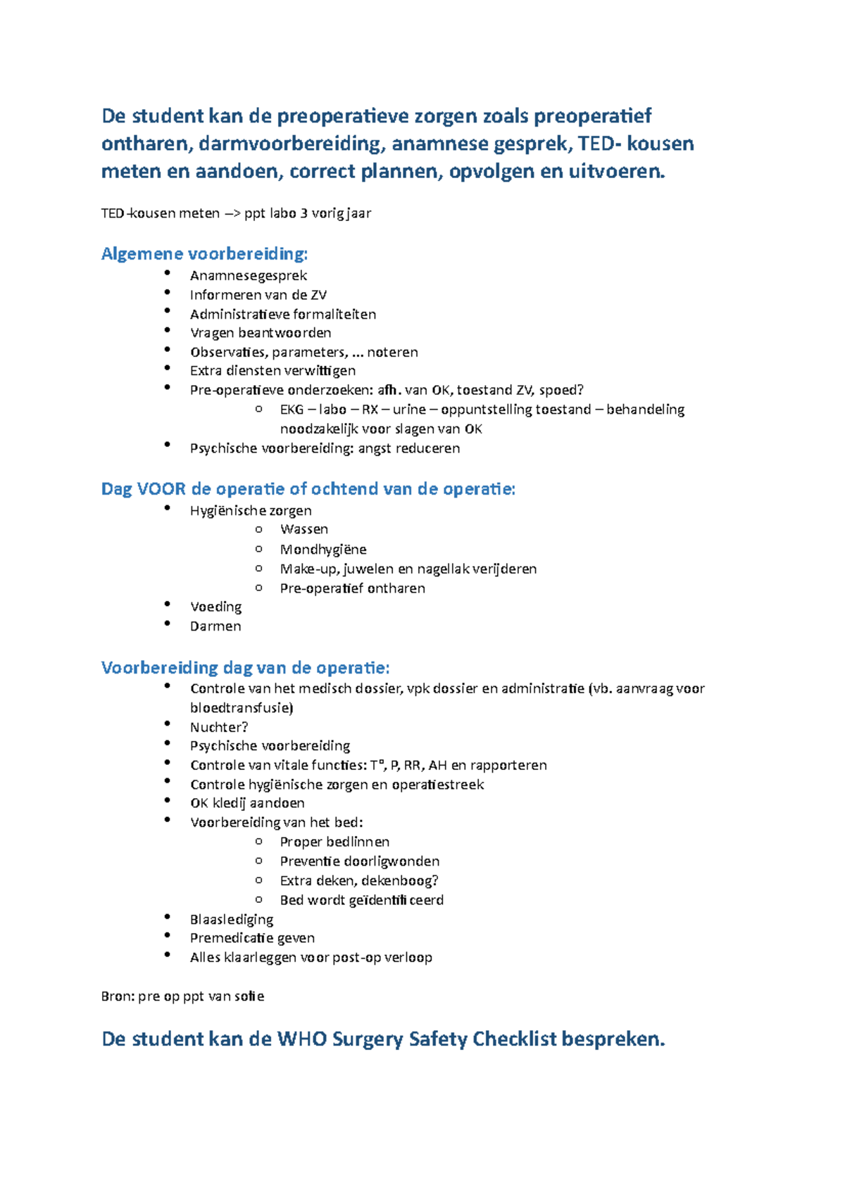 Pre -peroperatief - alles over post- per operatieve onderzoeken - De ...