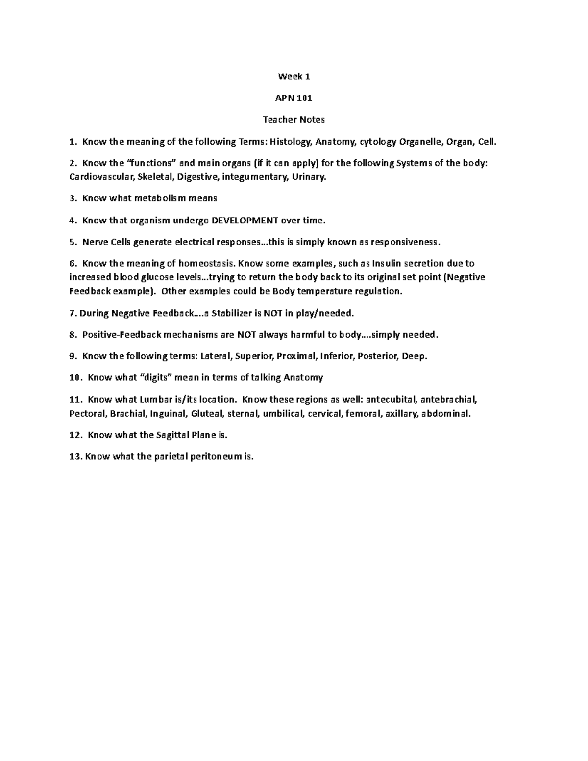 APN 101 Week 1 Teacher Notes - Week 1 APN 101 Teacher Notes Know the ...