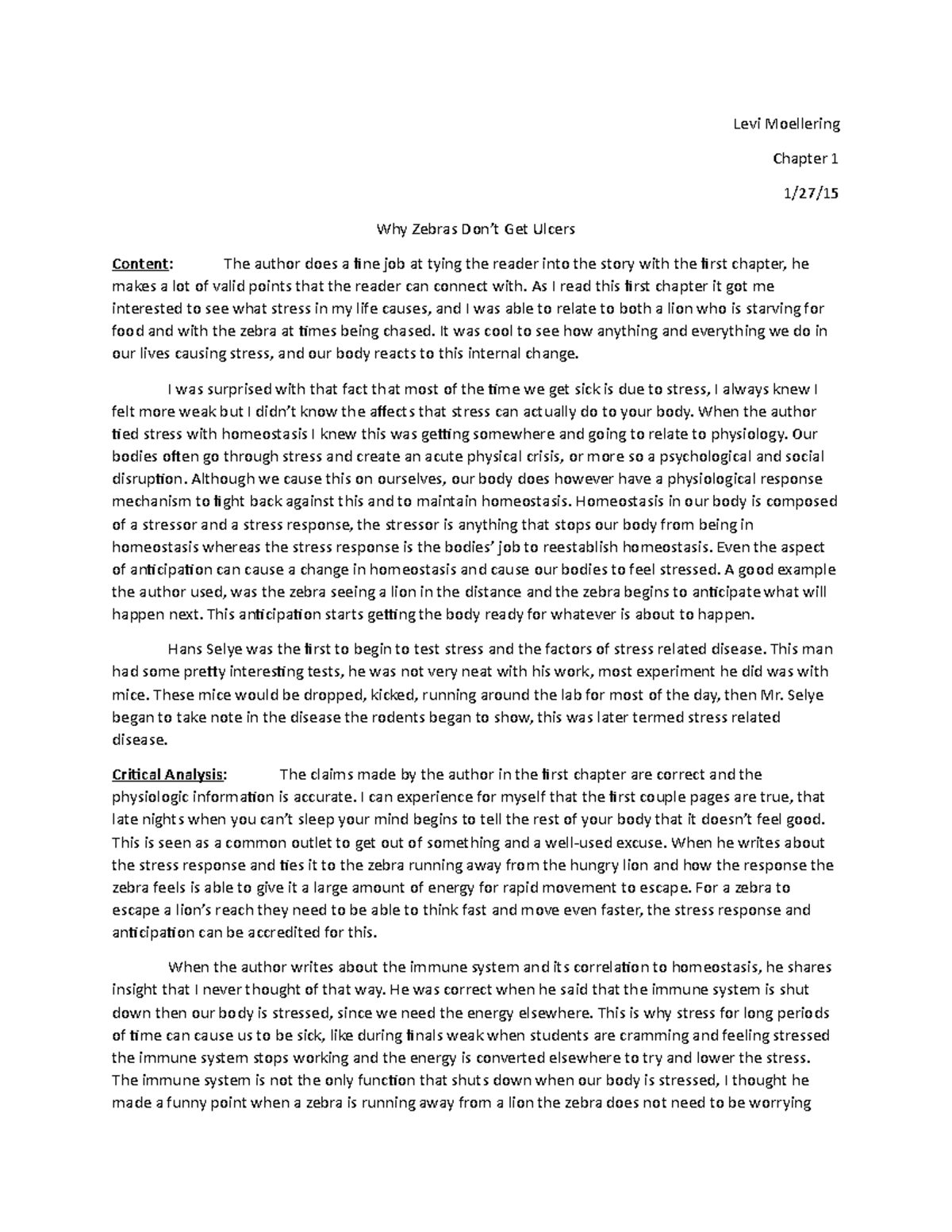 Ch. 1 review - Levi Moellering Chapter 1 1/27/ Why Zebras Don’t Get ...