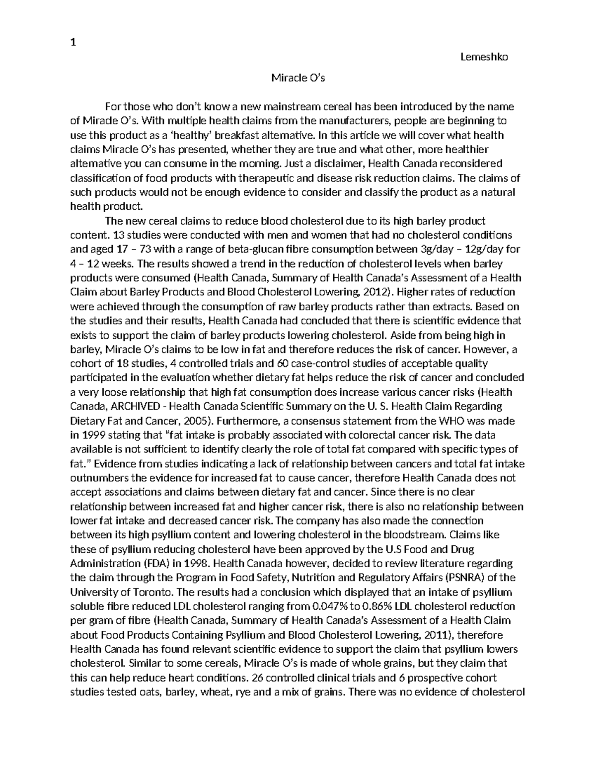 Summative Articles - Lemeshko Miracle O’s For those who don’t know a ...