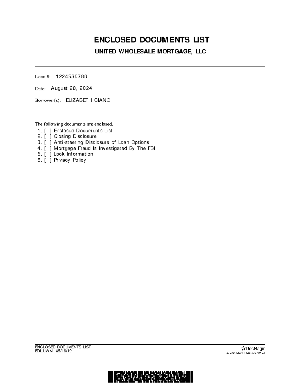 89239564-single Signer - ENCLOSED DOCUMENTS LIST EDL 05/16/ ENCLOSED ...