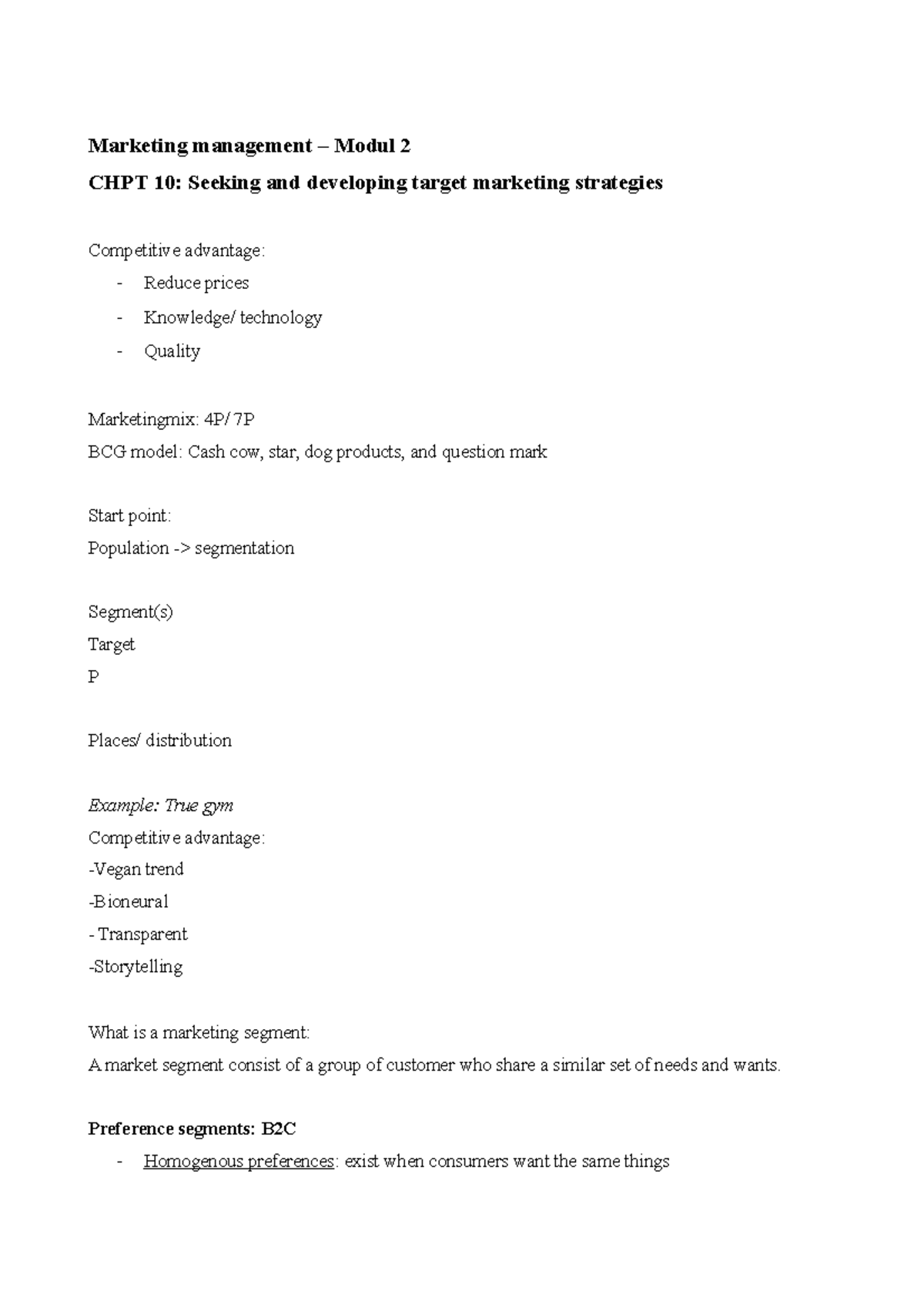 Marketing management - modul 2 - Marketing management – Modul 2 CHPT 10 ...