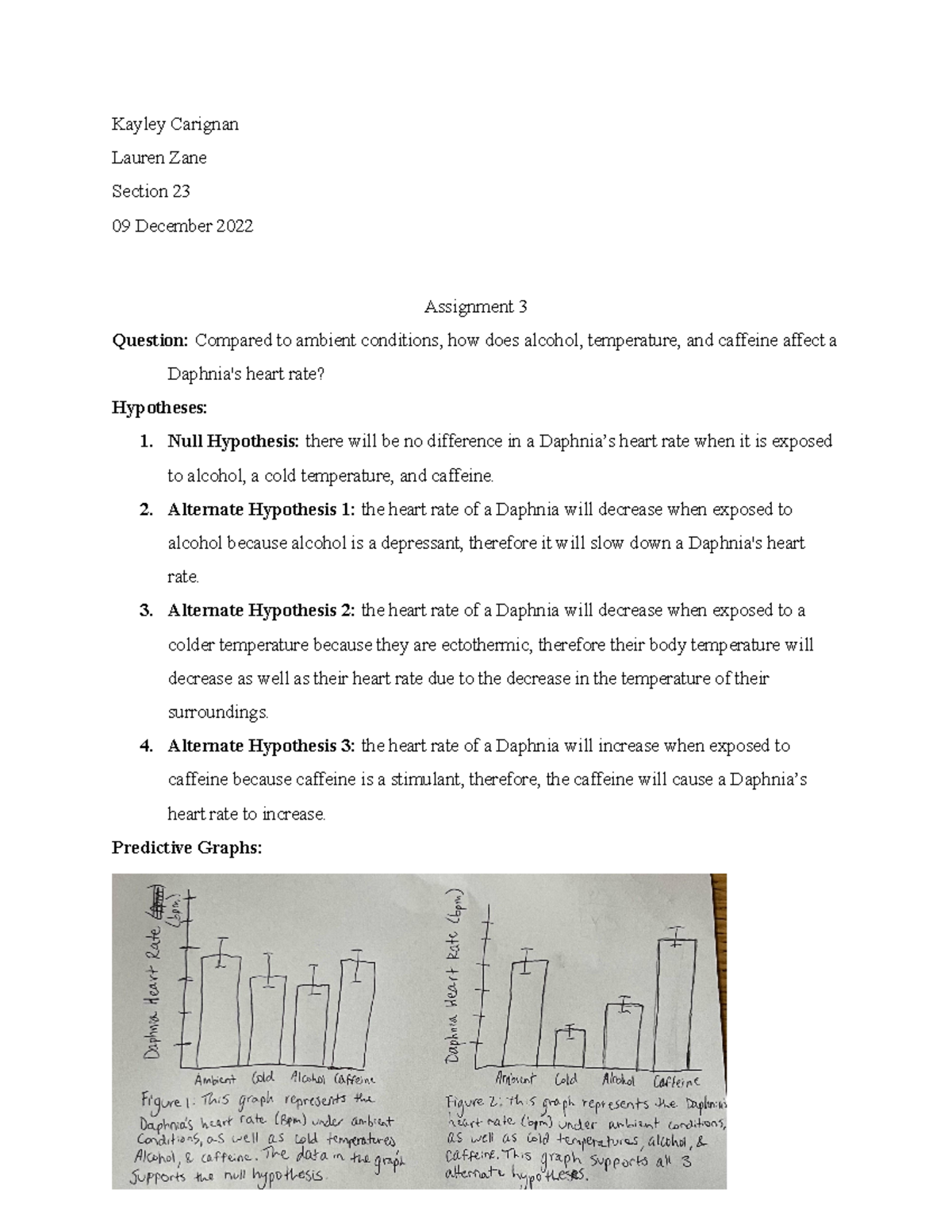 Assignment 3 - 3rd lab of Bio lab 103 - Kayley Carignan Lauren Zane ...