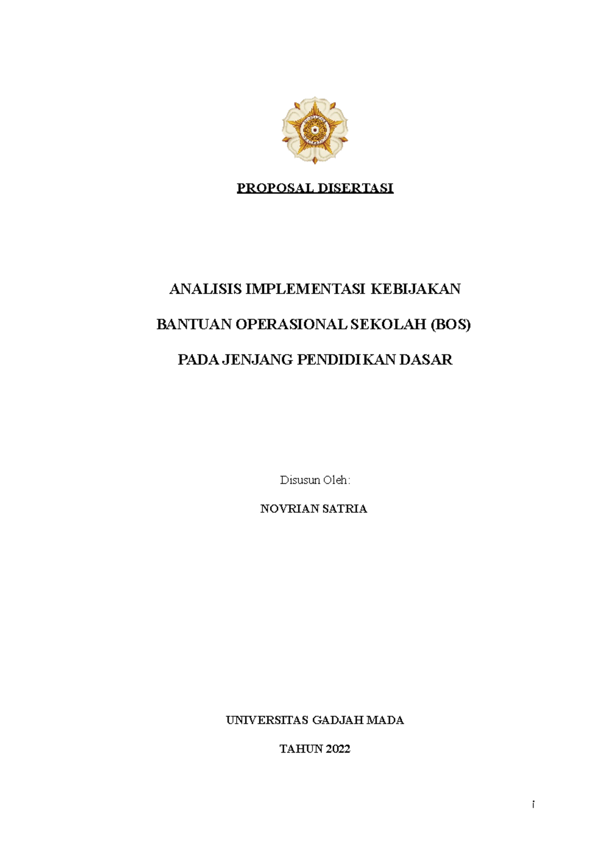 (Project) Proposal Disertasi Rian UGM 11 Agustus 2022 - PROPOSAL ...