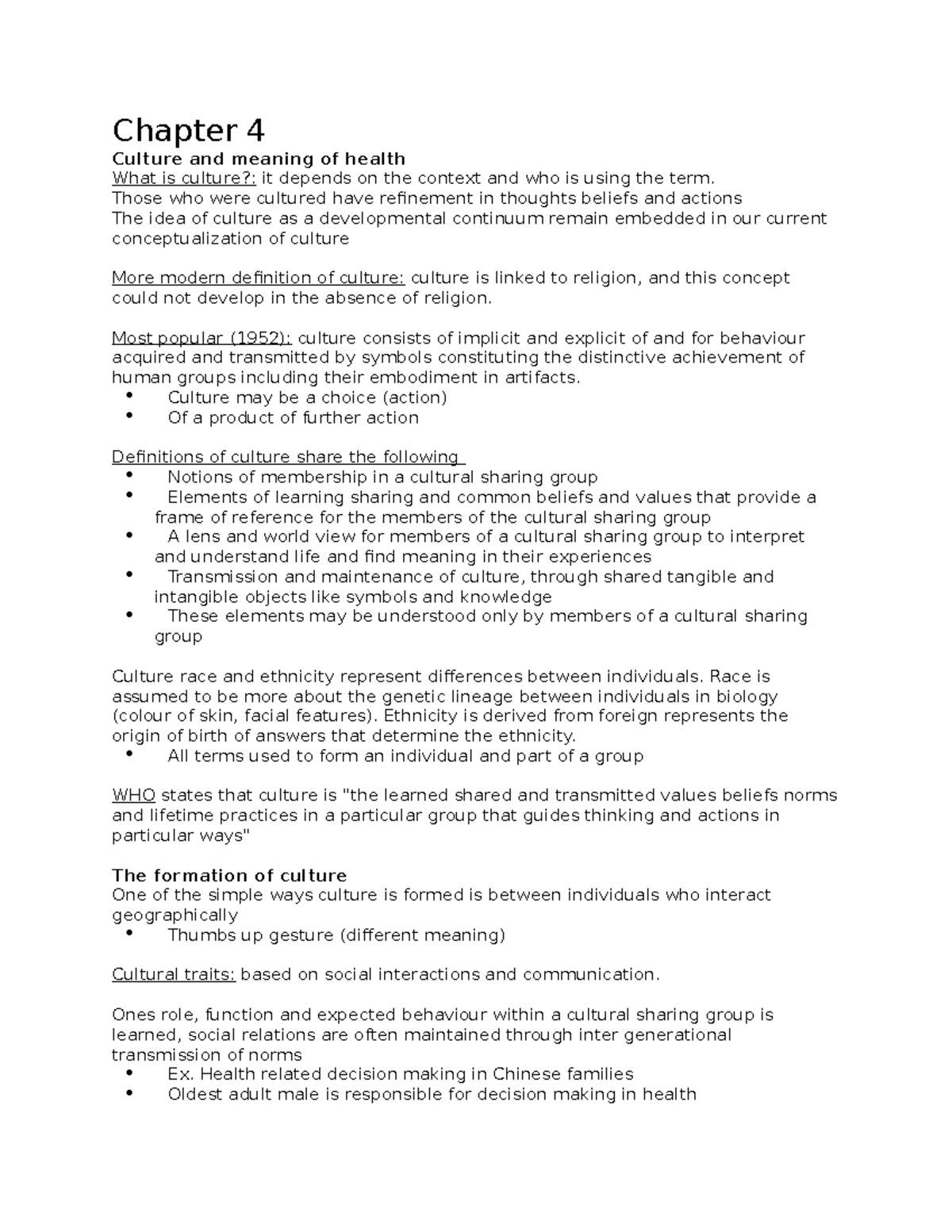 Chapter 4 - Lecture notes cp 4 - Chapter 4 Culture and meaning of ...