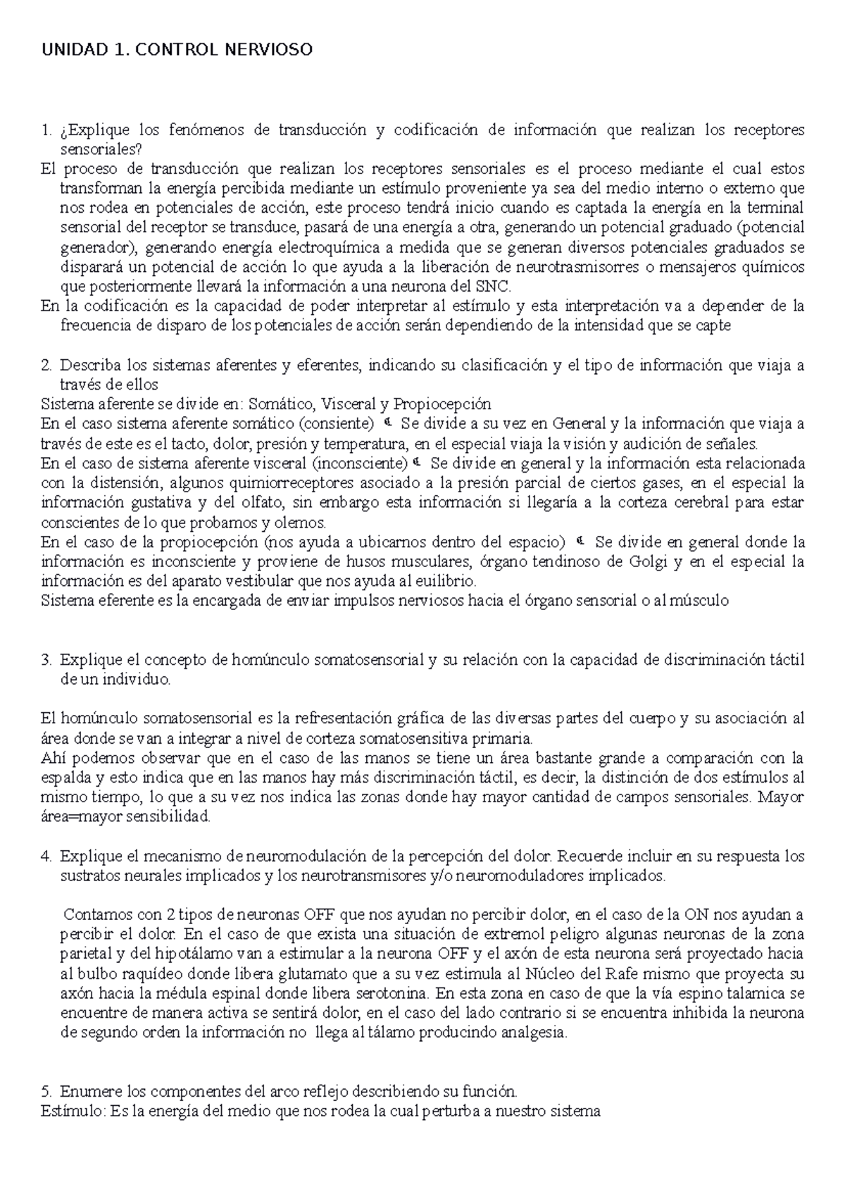 Examen Unidad 1 Control Nervioso 1 - UNIDAD 1. CONTROL NERVIOSO ...