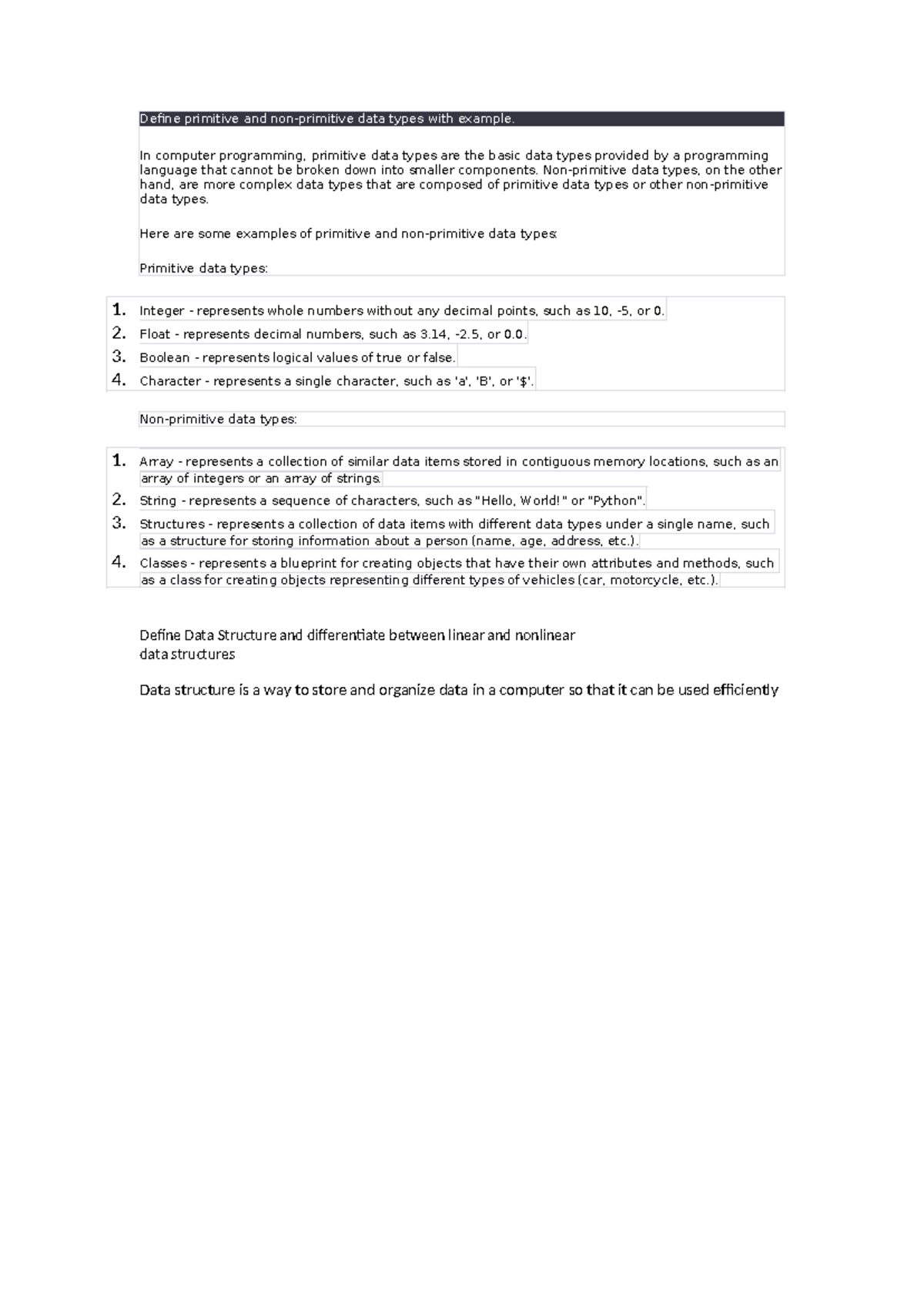 Dsa - qwdqwdqdqd - Define primitive and non-primitive data types with ...