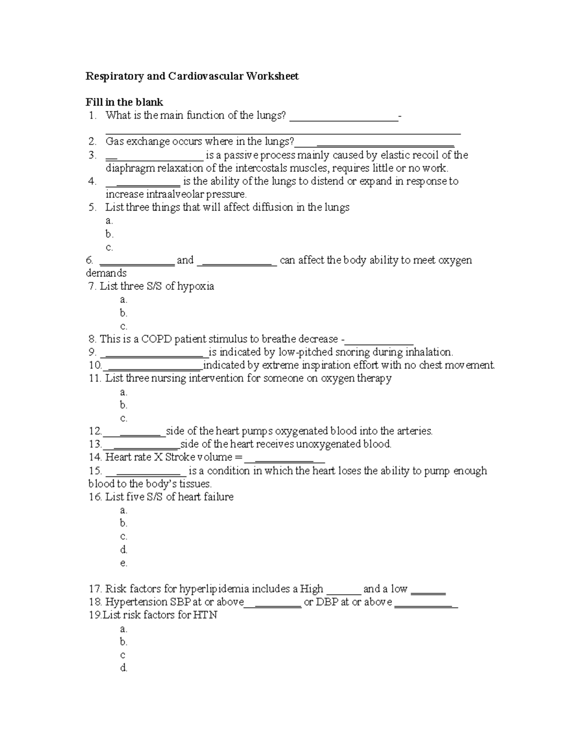 Respiratory and Perfusion Worksheet (1) copy - Respiratory and ...