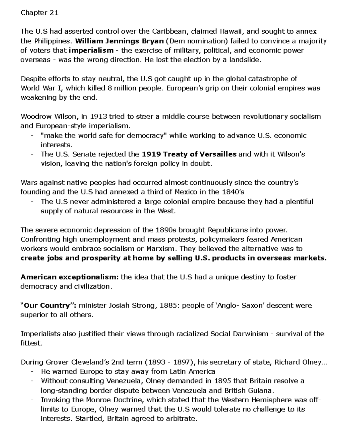 Apush ch. 21 notes - Chapter 21 The U had asserted control over the ...