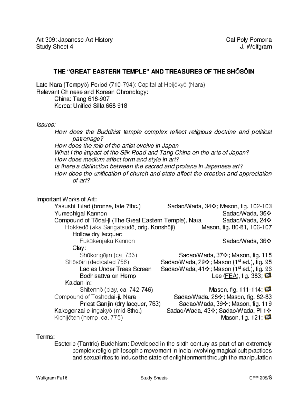 309 Japanese Art SS04-06 Fa16 - Art 309: Japanese Art History Study ...