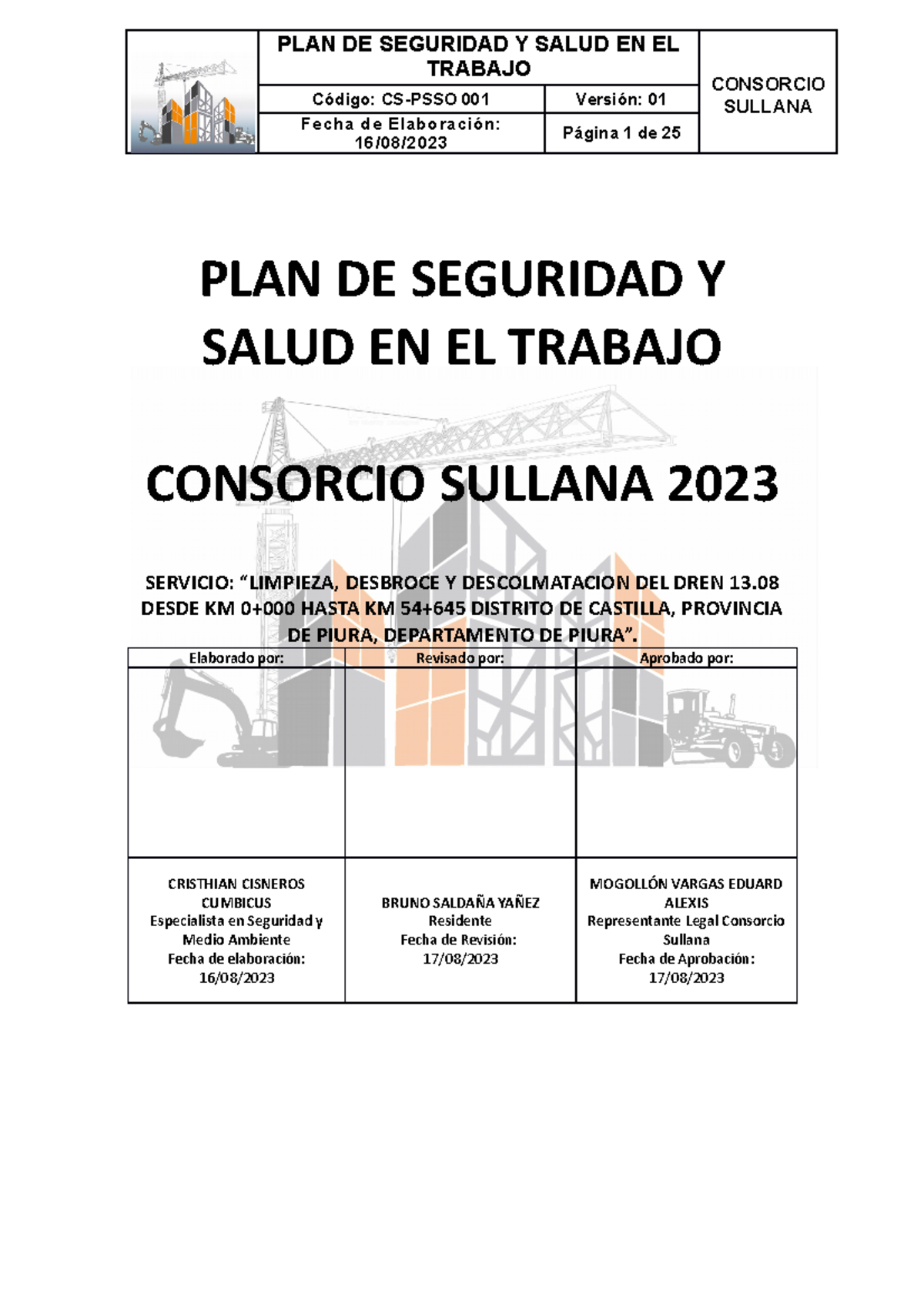 PLAN DE Seguridad Y Salud EN EL Trabajo Limpieza DREN 1308 - TRABAJO ...