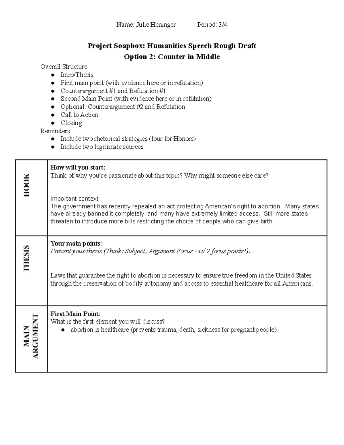 JH 3.0.1 - Humanities Speech Counter in Middle Outline - Name: Julie ...