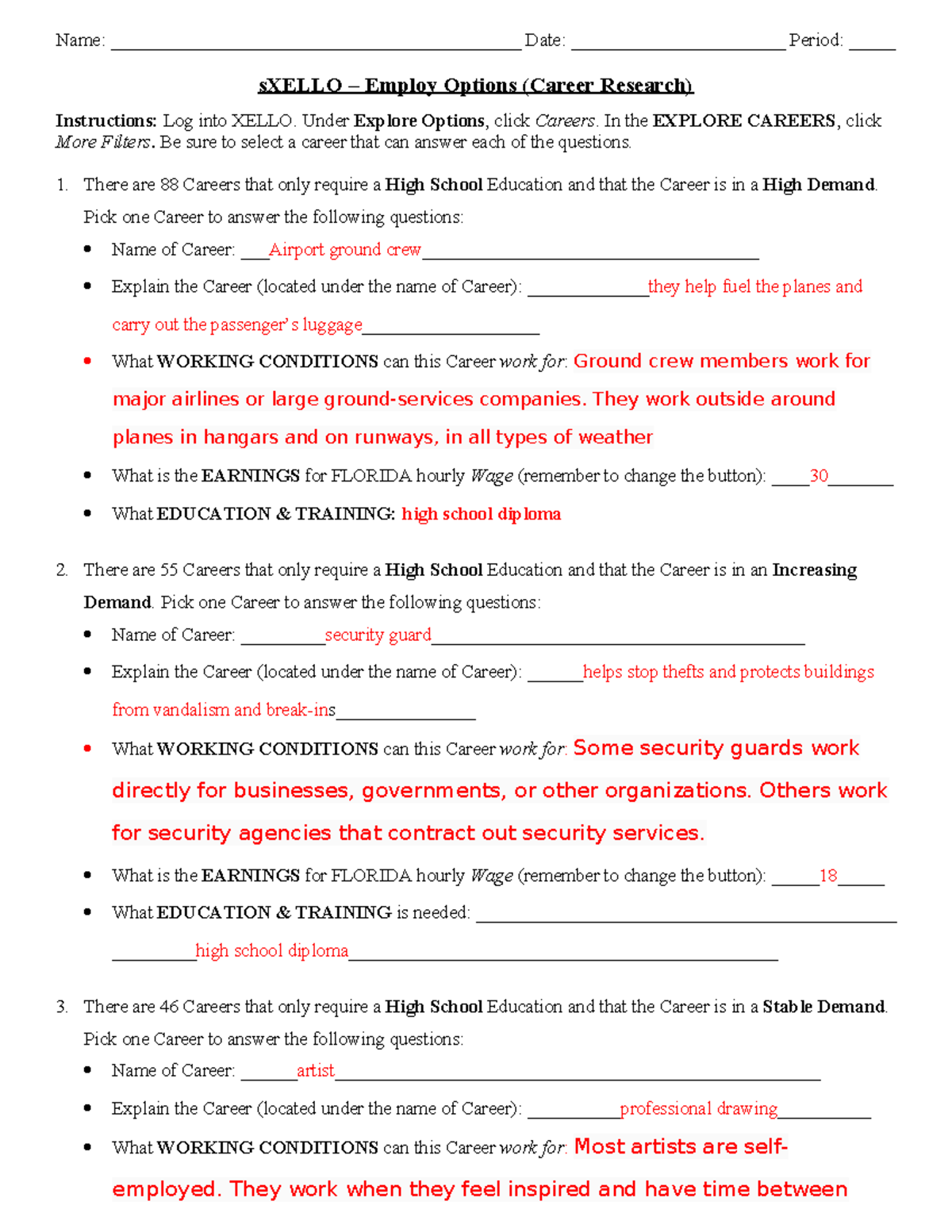 Xello Career Research - sXELLO – Employ Options (Career Research ...