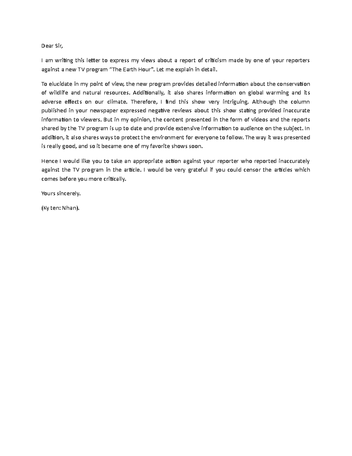 Dear Sir - hvhfcxbvkjkbhyjhdh - Dear Sir, I am writing this letter to ...