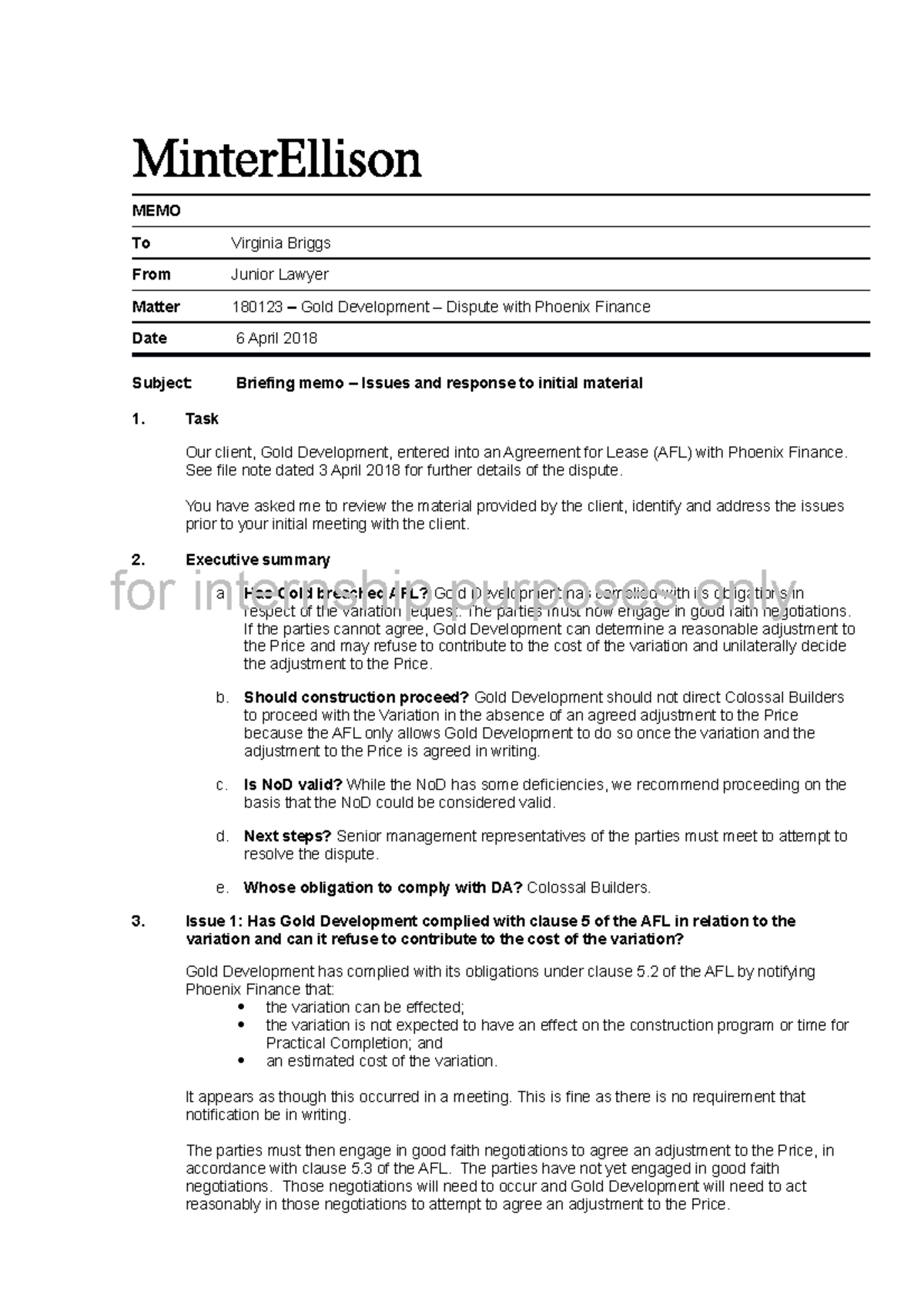 Virtual+Internship+ +ICP+ +Briefing+memo+ +Example+answer - MEMO To ...