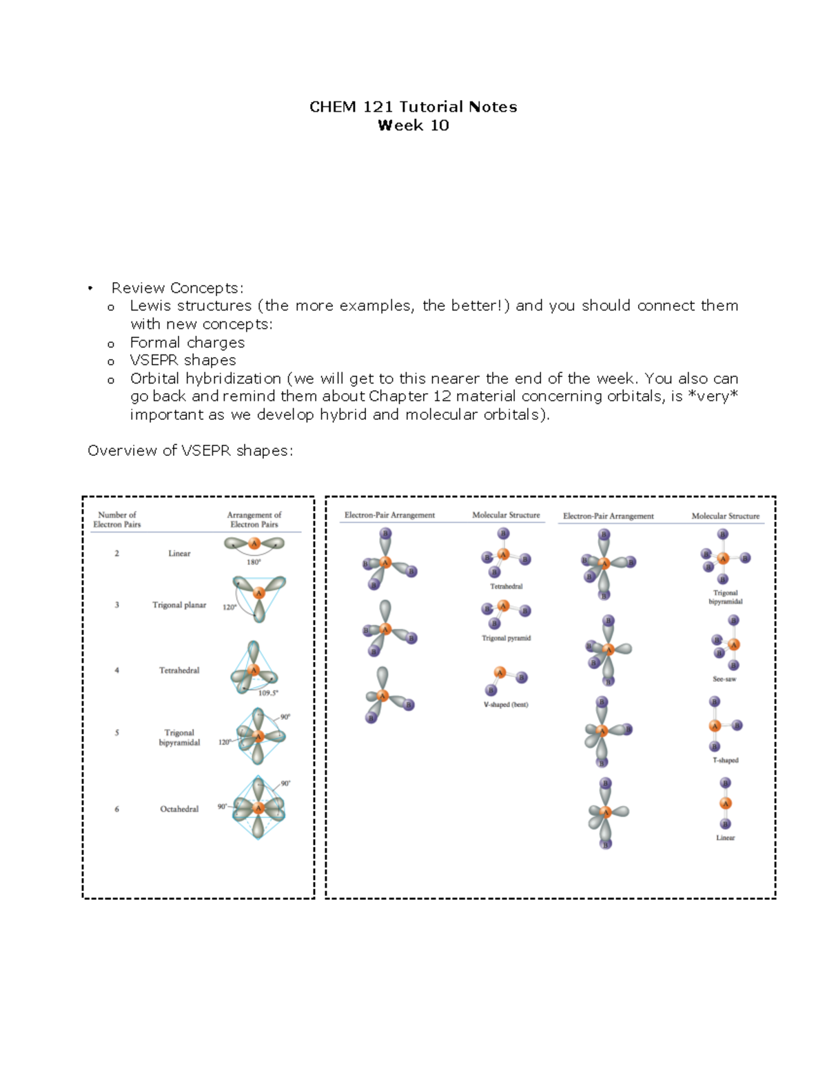 CHEM 121 Tutorial 10 Fall 2024 Answers - CHEM 12 1 Tutorial Notes Week ...