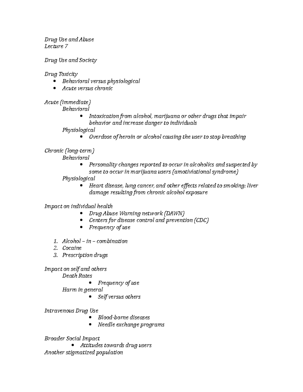 Drug Use and Abuse lecture 7 - Drug Use and Abuse Lecture 7 Drug Use ...
