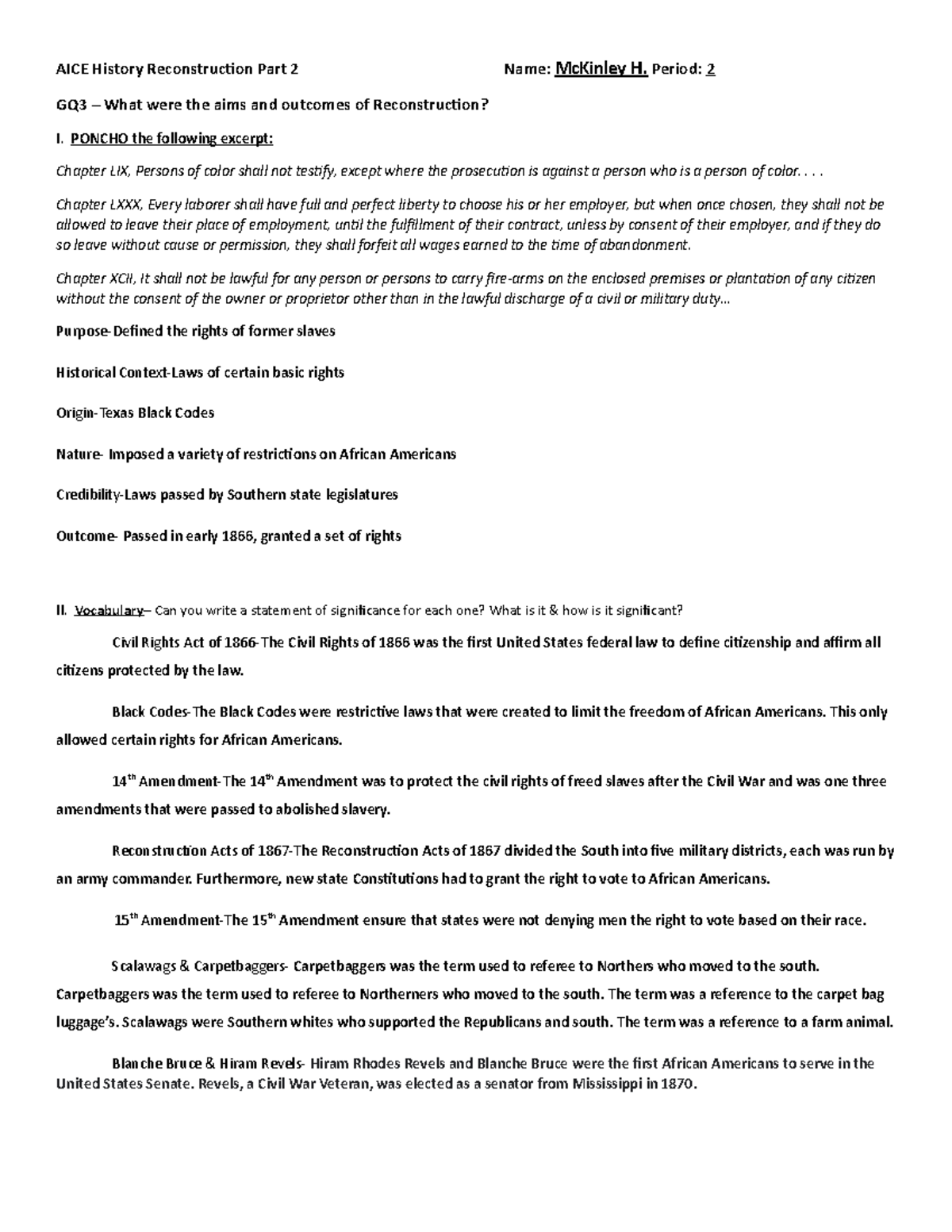 Reconstruction-2-activities-outline - AICE History Reconstruction Part ...