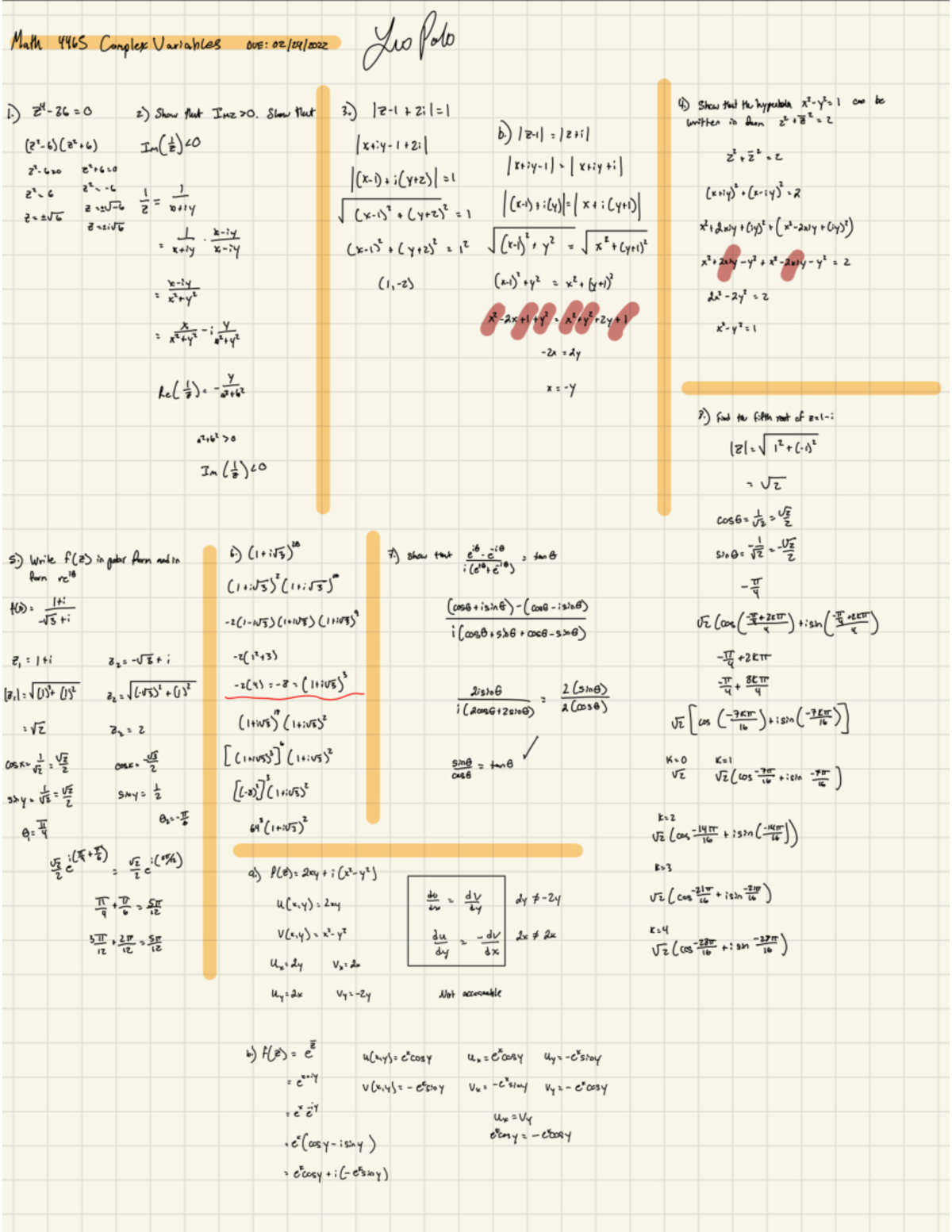Complex V 10 - MATH 4465 - Studocu