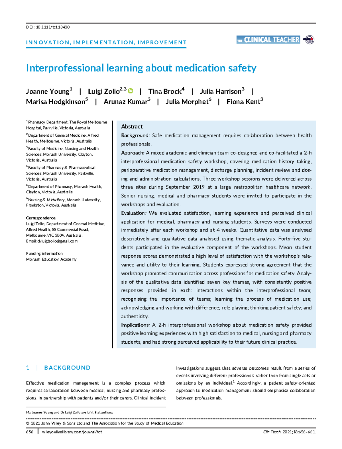 Medication safety - task 1 - I N N O V A T I O N , I M P L E M E N T A ...