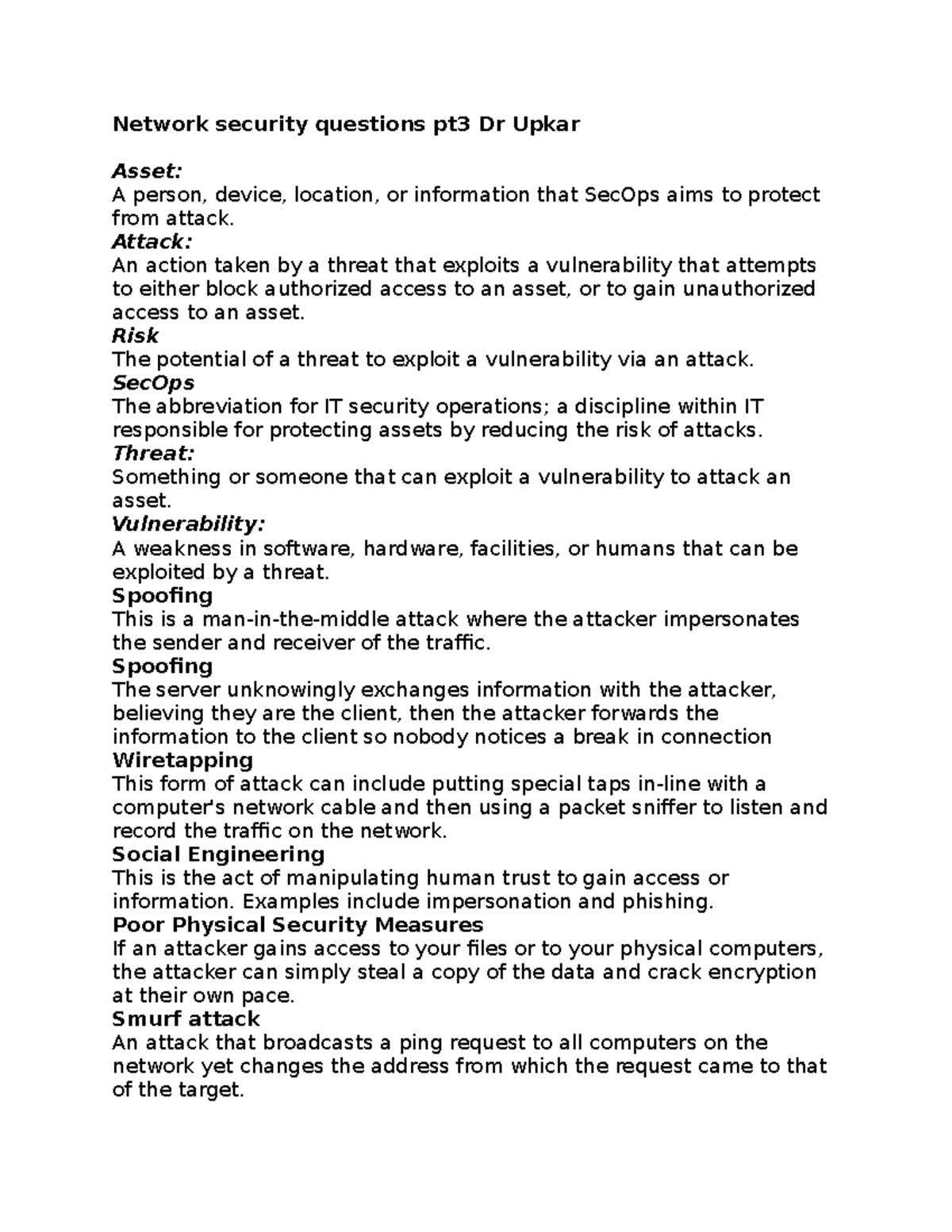 Network security questions pt3 Dr Upkar - Network security questions ...