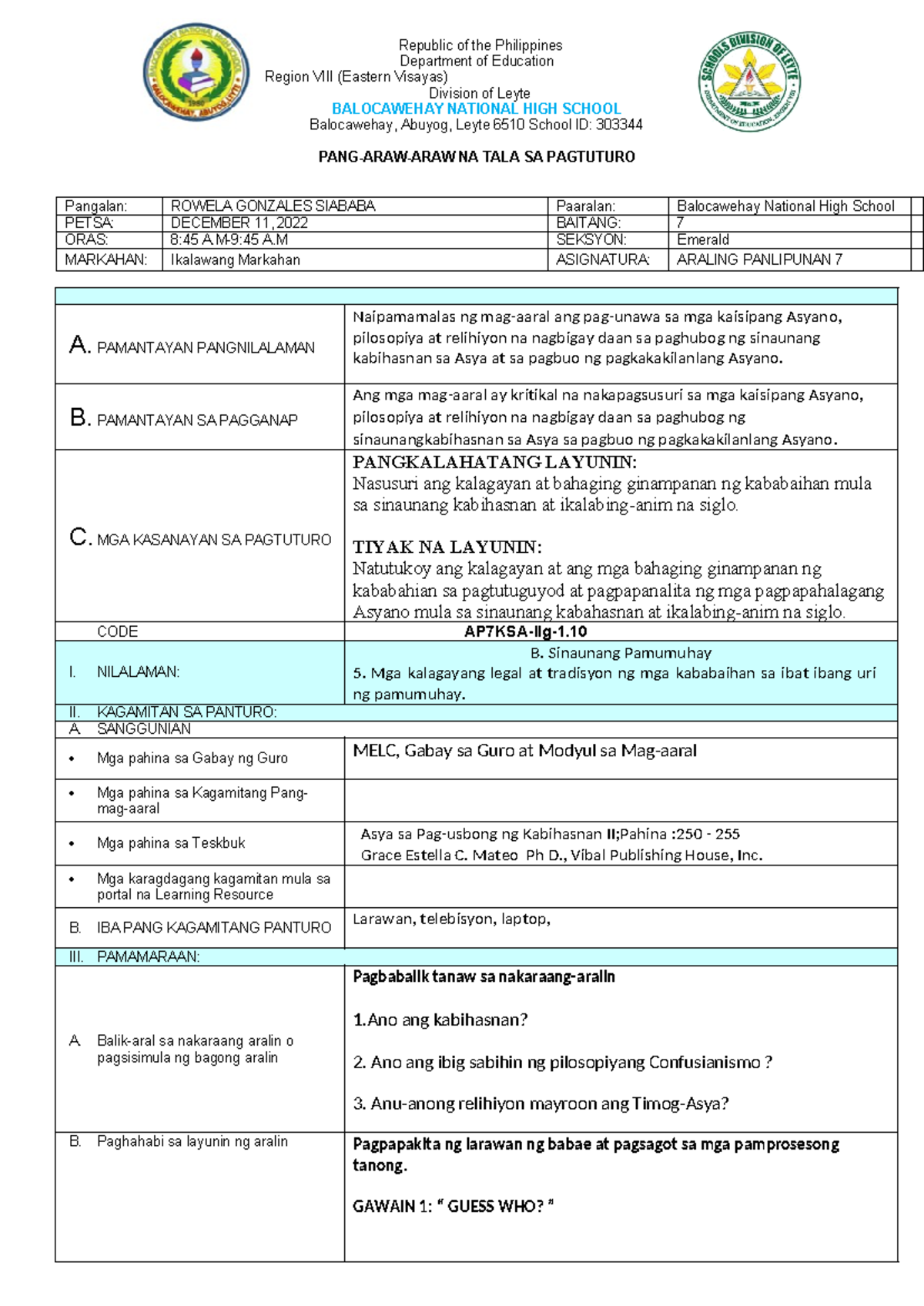 LP- Siababa, Rowela - Republic of the Philippines Department of ...