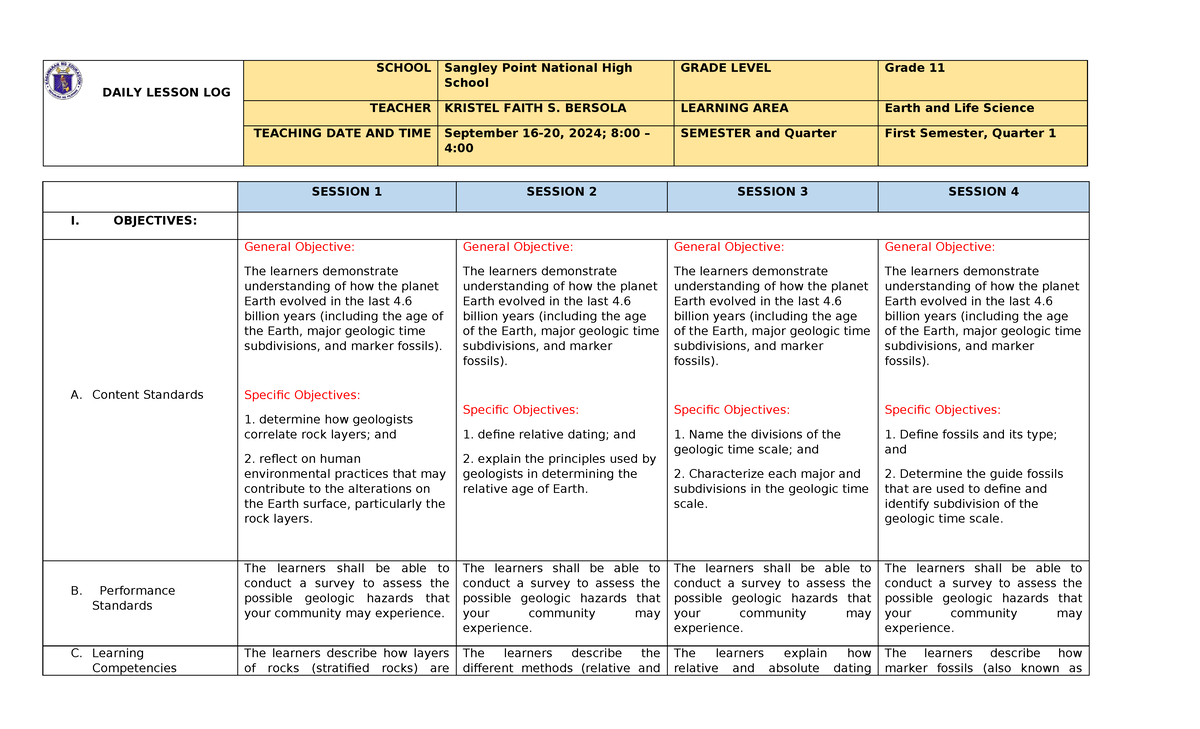 DLL-ELS (week7) - DAILY LESSON LOG - DAILY LESSON LOG SCHOOL Sangley ...