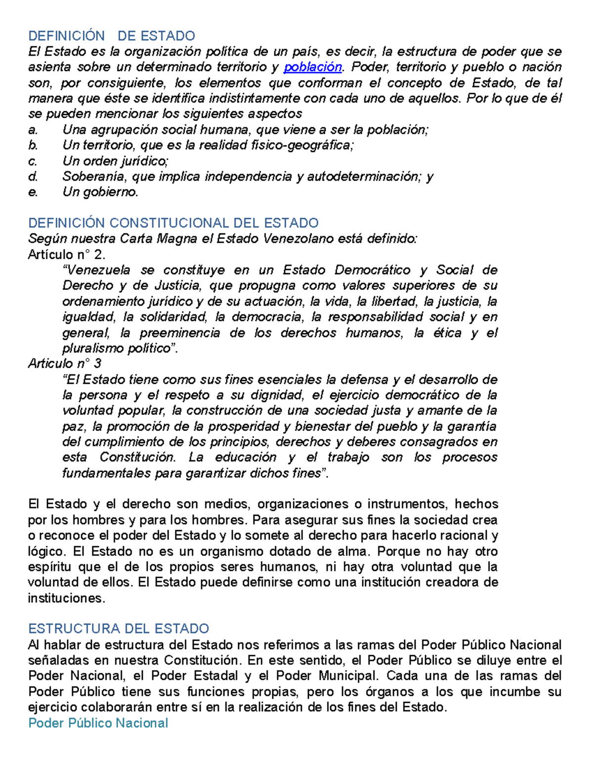 Definicion DEL Estado - DEFINICIÓN DE ESTADO El Estado es la ...