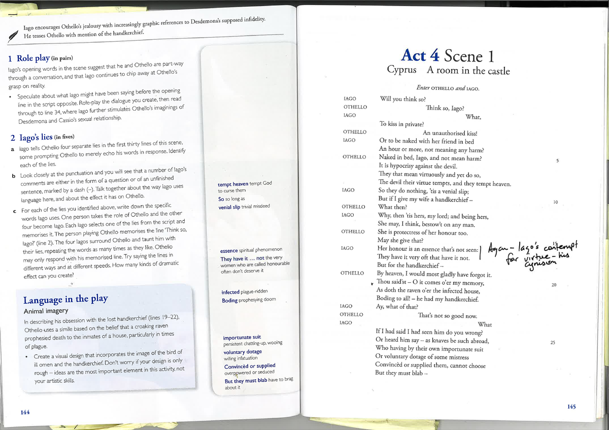 Annotated Act 1 Scene 1 Othello - Studocu