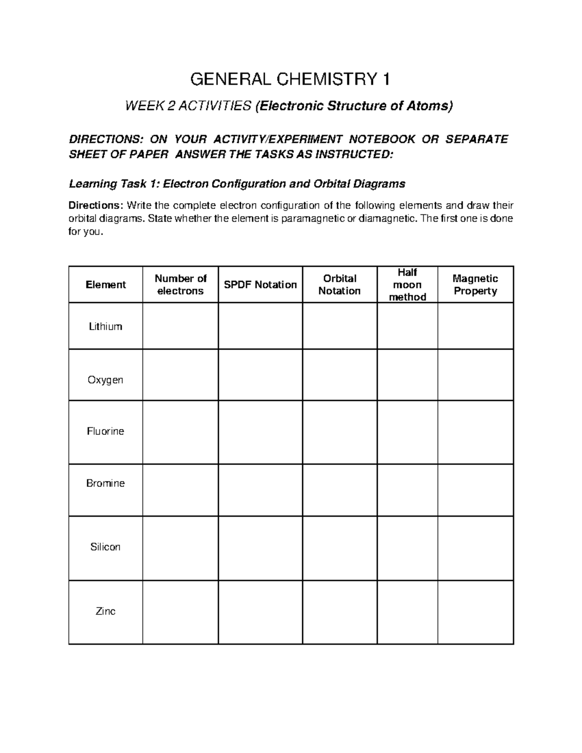GC1 Q2 Activities WEEK-2 - GENERAL CHEMISTRY 1 WEEK 2 ACTIVITIES ...