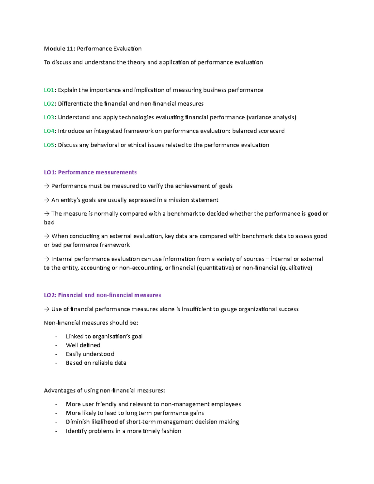 Module 11 - Module 11: Performance Evaluation To discuss and understand ...