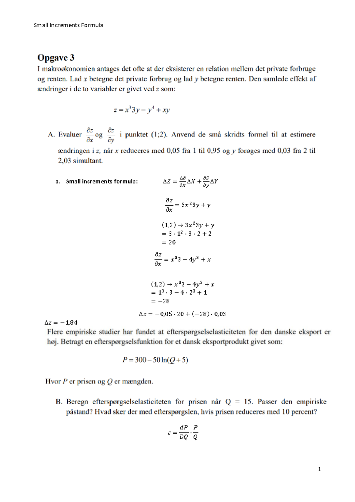 Small increments formula noter - Small Increments Formula 1 a. Small ...