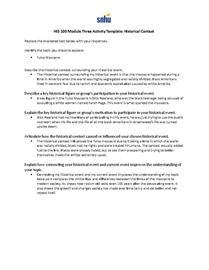 HIS 100 Module Four Activity Narratives - HIS 100 Module Four Activity ...