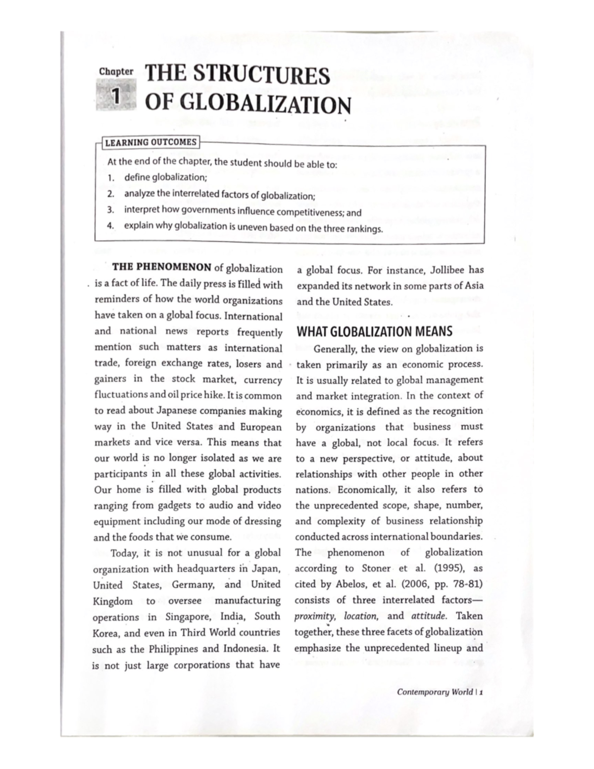 Copy of Chapter 1 - THE Structures OF Globalization - Chapter THE ...
