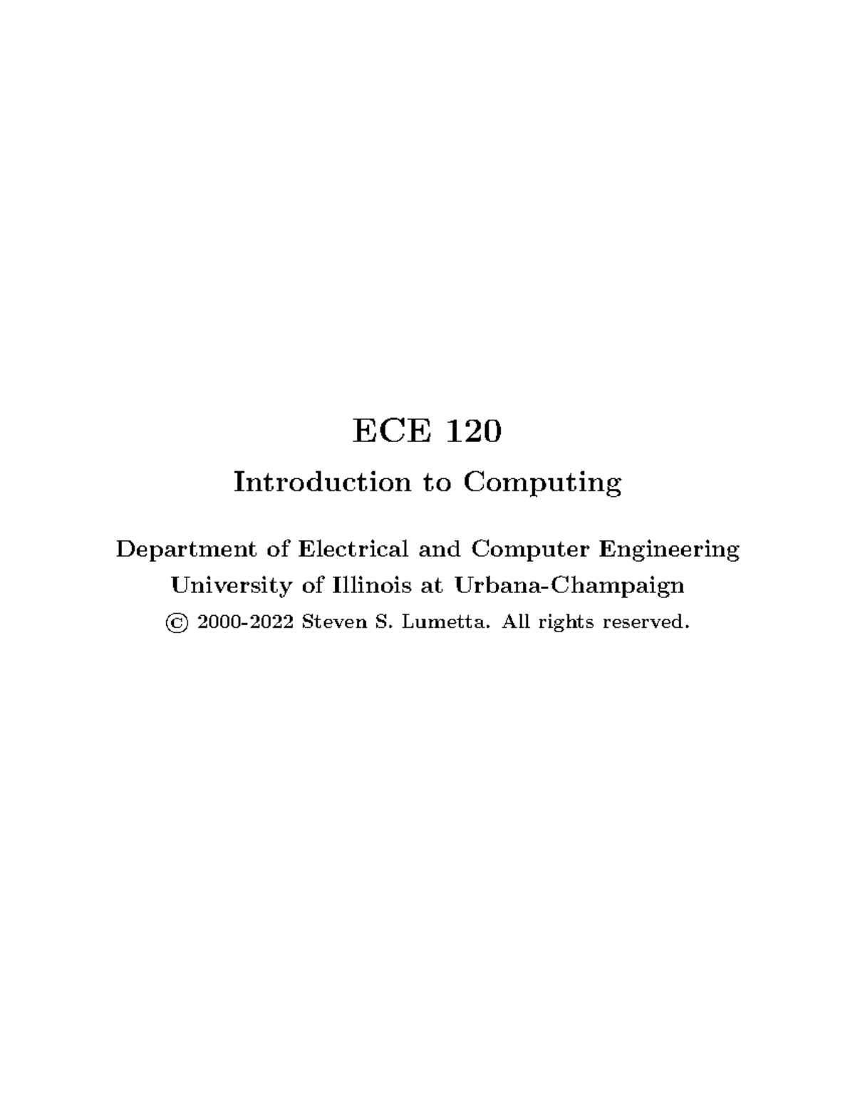 Ece120 spring 2022 notes for students 1 - ECE 120 Introduction to ...
