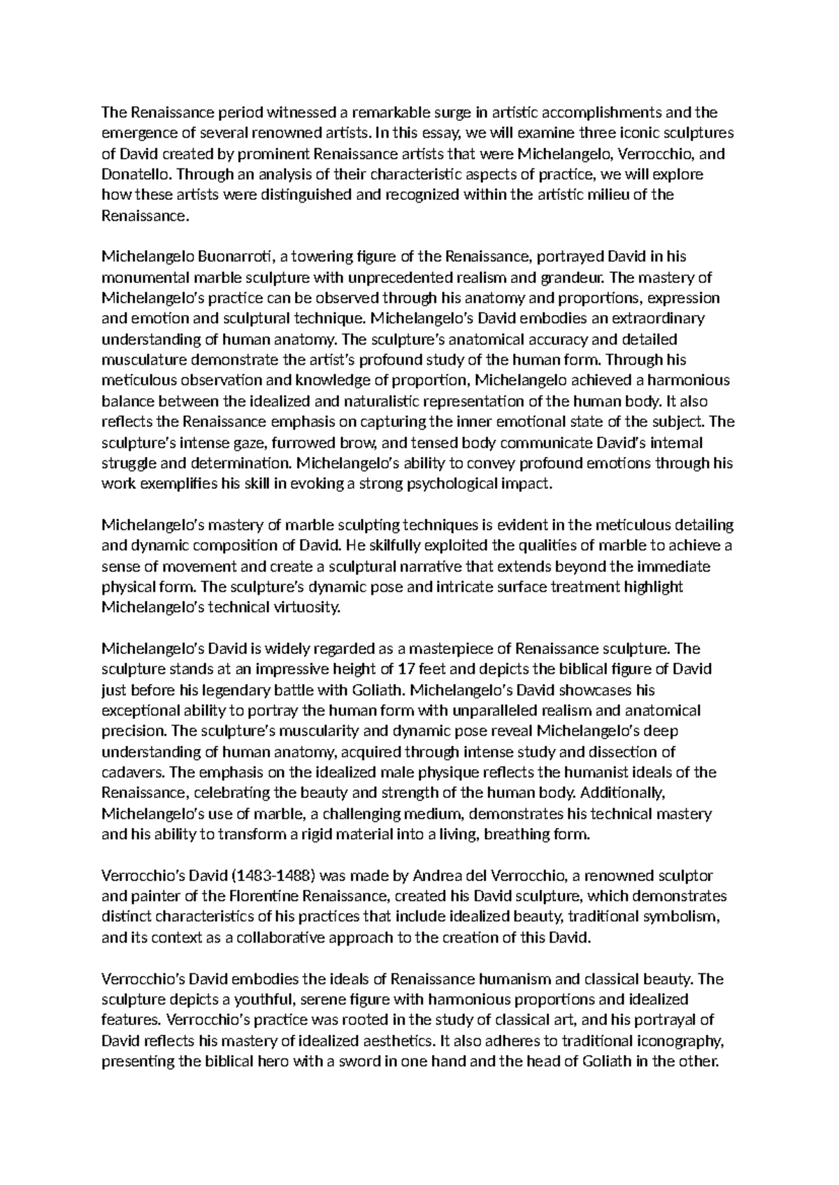 Davids essay research (1) - The Renaissance period witnessed a ...