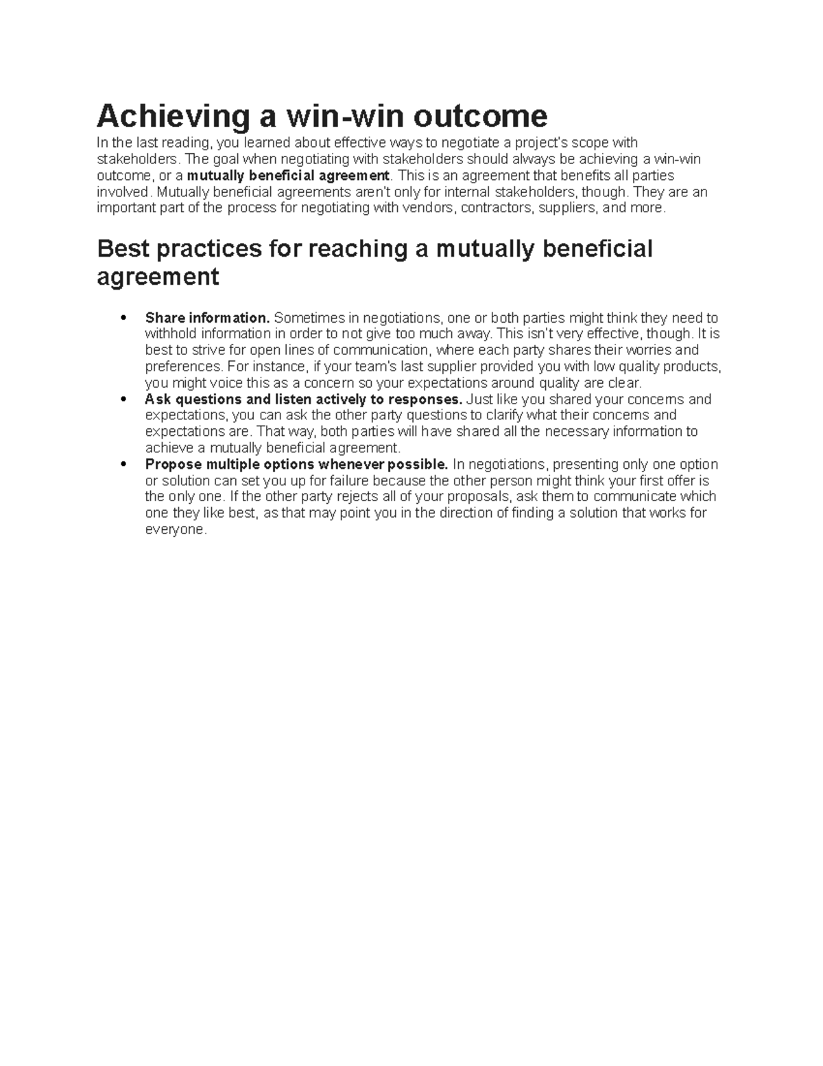 Achieving a win - So good - Achieving a win-win outcome In the last ...