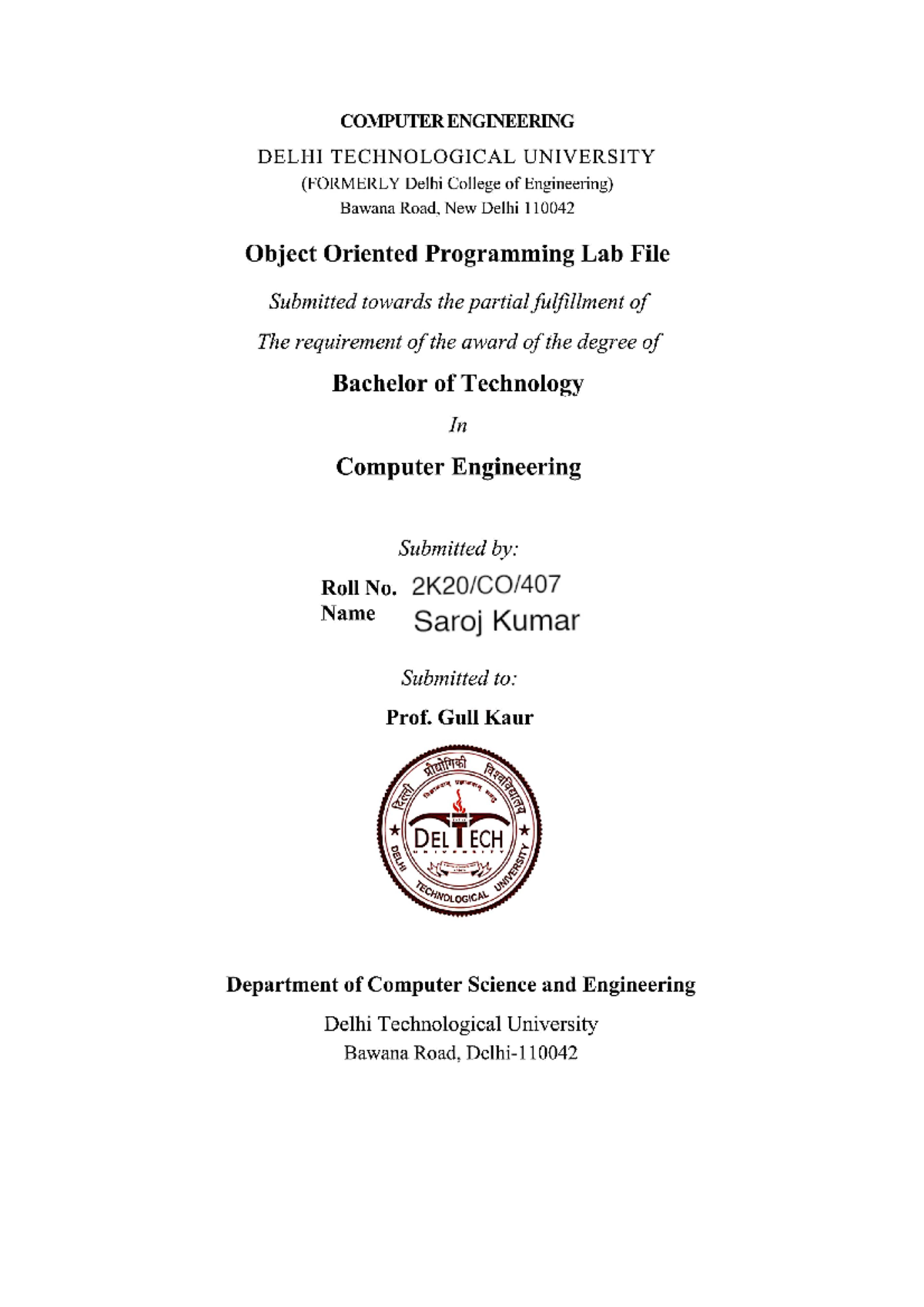 CO Typed File - Object Oriented Programming - Studocu