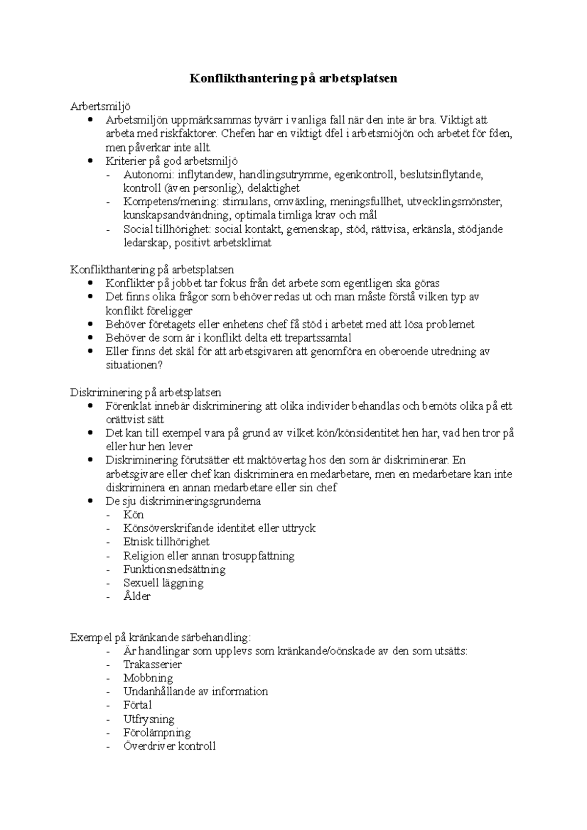 Konflikthantering på arbetsplatsen - Konflikthantering på arbetsplatsen Arbertsmiljö ...