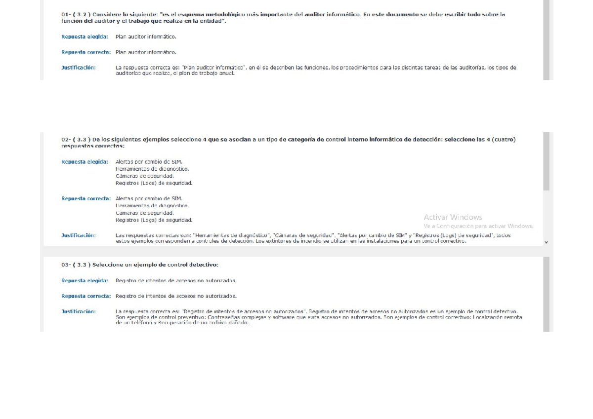 Parcial, preguntas y respuestas - Auditoría de Sistemas - Studocu