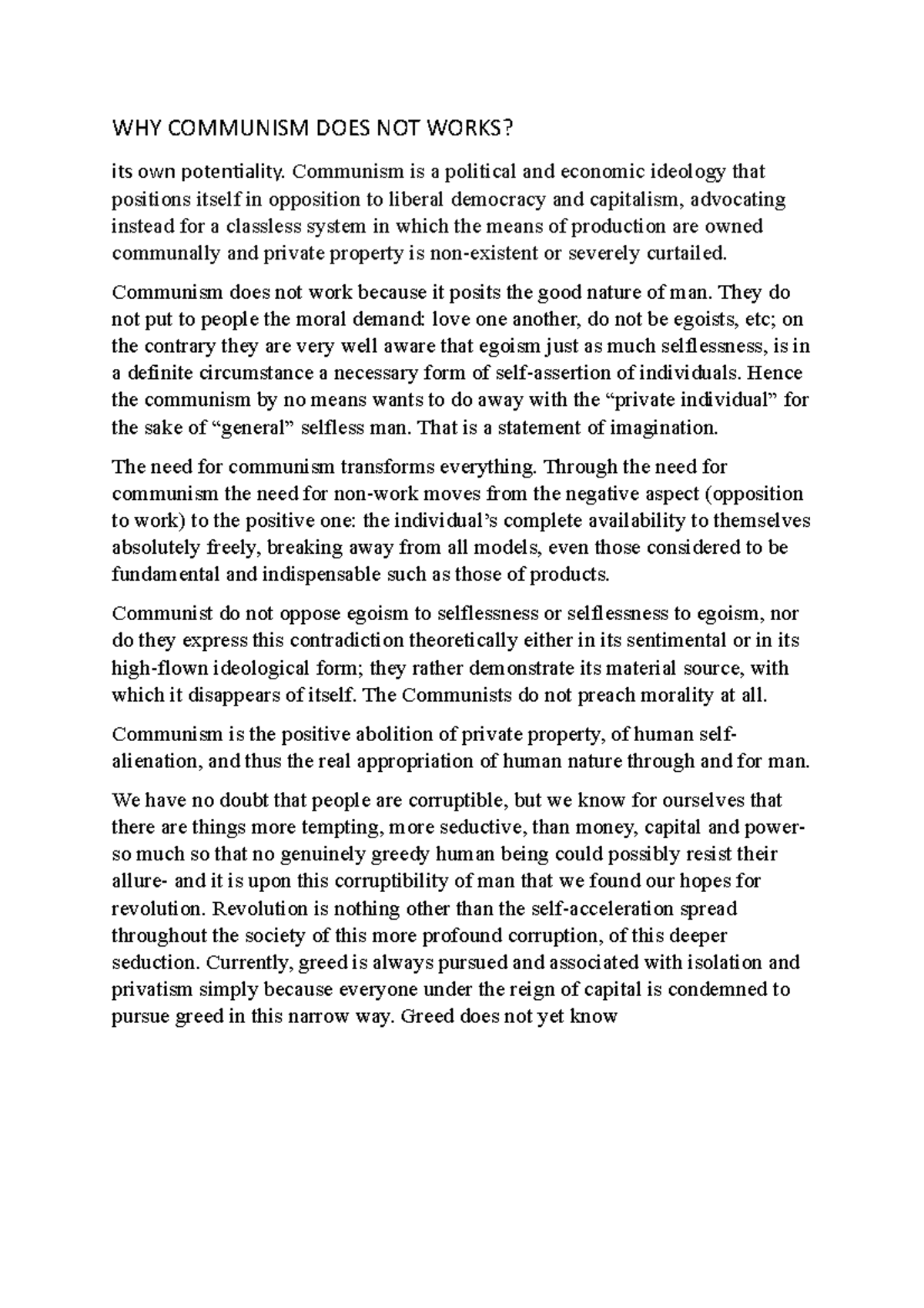WHY Communism DOES NOT Works - WHY COMMUNISM DOES NOT WORKS? its own ...