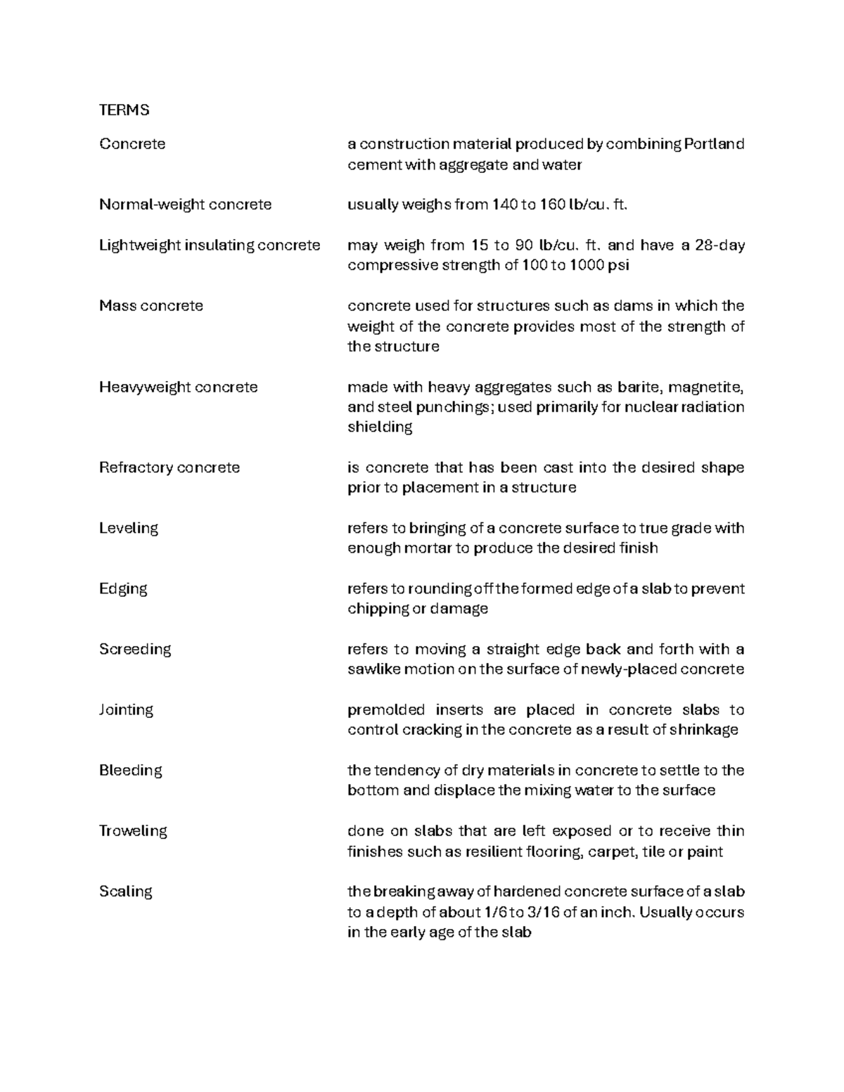 Terms-MSTE - Terms - TERMS Concrete a construction material produced by combining Portland ...