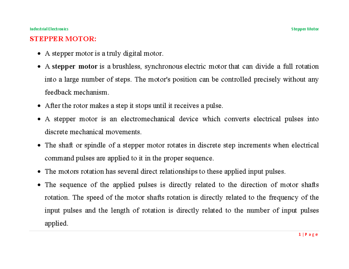 Stepper 20 Motor 20lect - Industrial Electronics Stepper Motor STEPPER ...