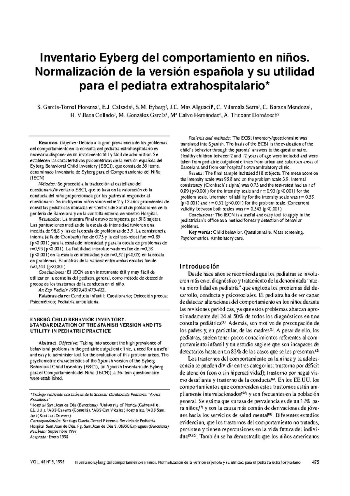 Escala Eyberg - Introducción Desde hace años se recomienda que los ...